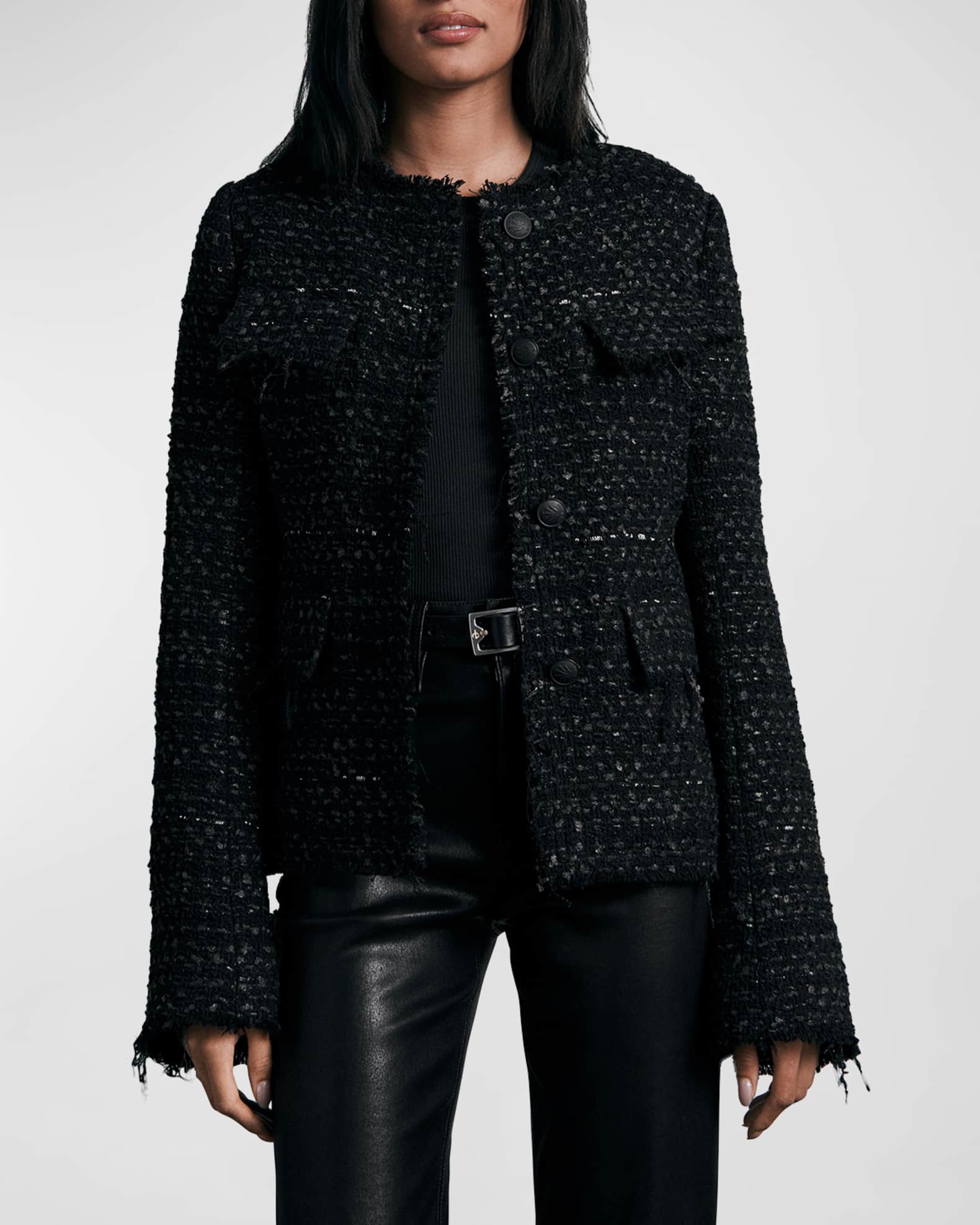 Rag & Bone Ezra Crewneck Tweed Blazer | Neiman Marcus