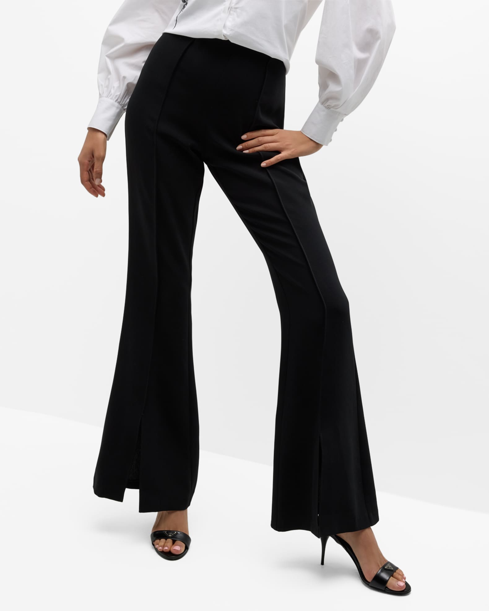 Cinq a Sept Billie Flare Split-Cuff Pants | Neiman Marcus