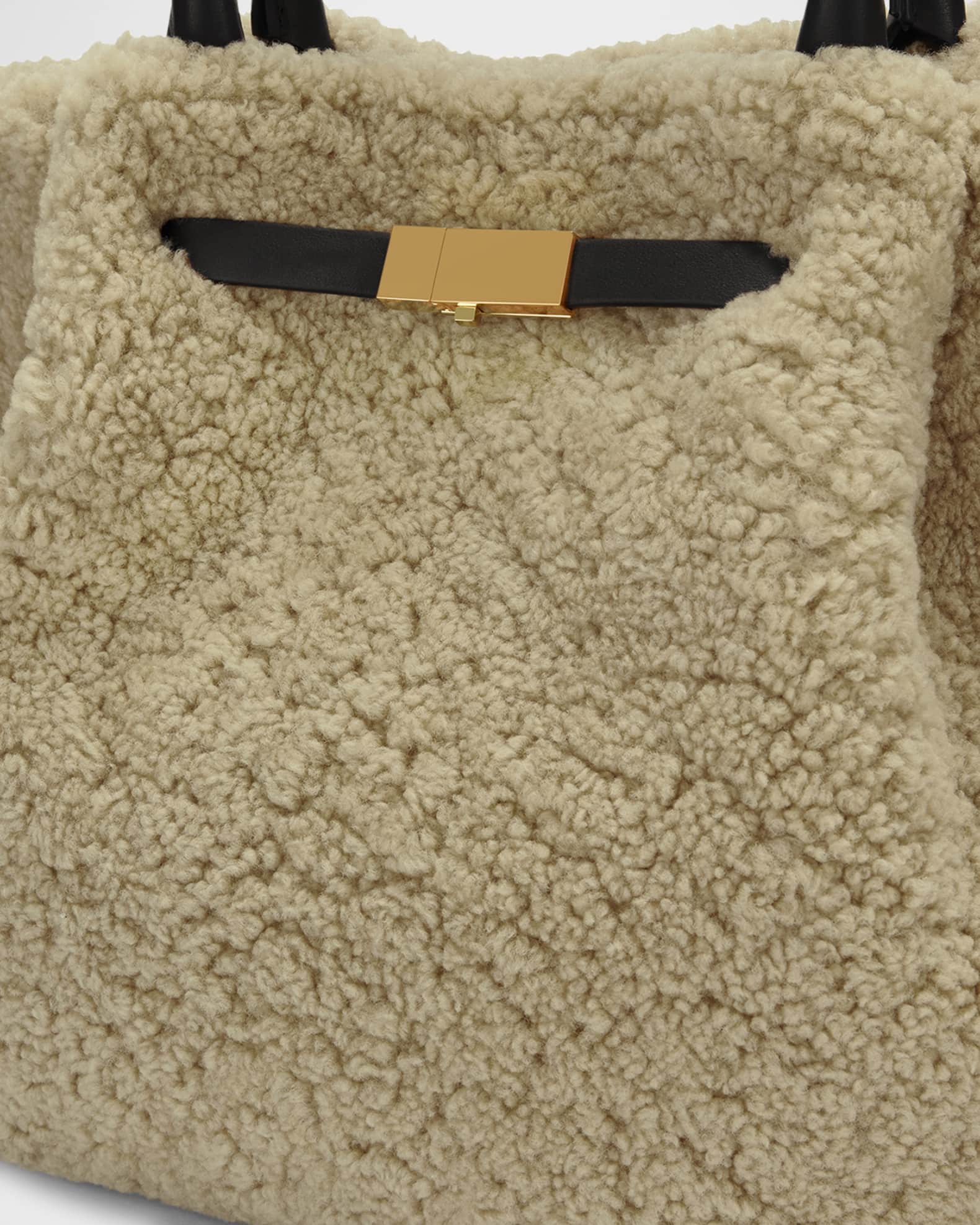 DeMellier The New York Midi Sheep Shearling Top-Handle Bag | Neiman Marcus