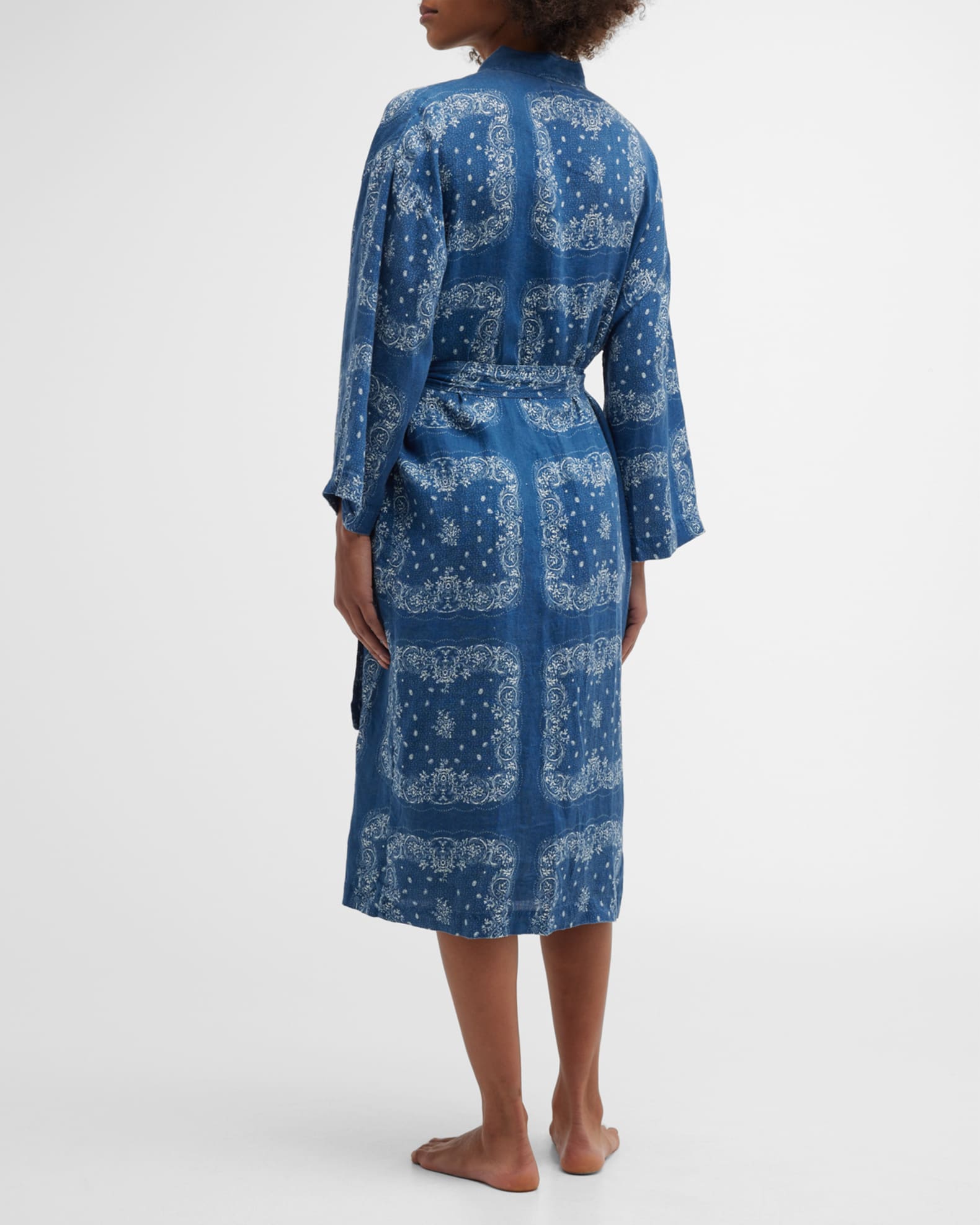 Desmond & Dempsey Bandana-Print Wrap Robe | Neiman Marcus