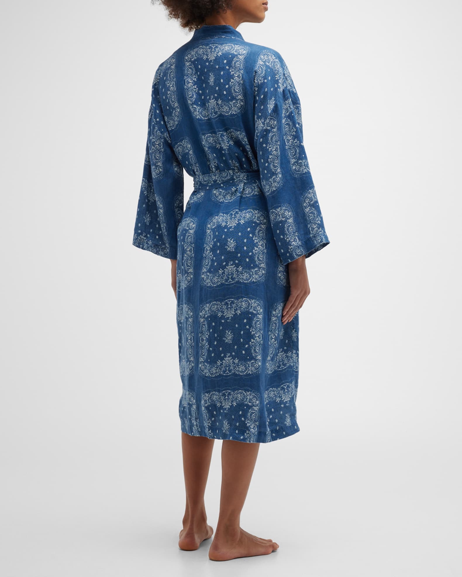 Desmond & Dempsey Bandana-Print Wrap Robe | Neiman Marcus