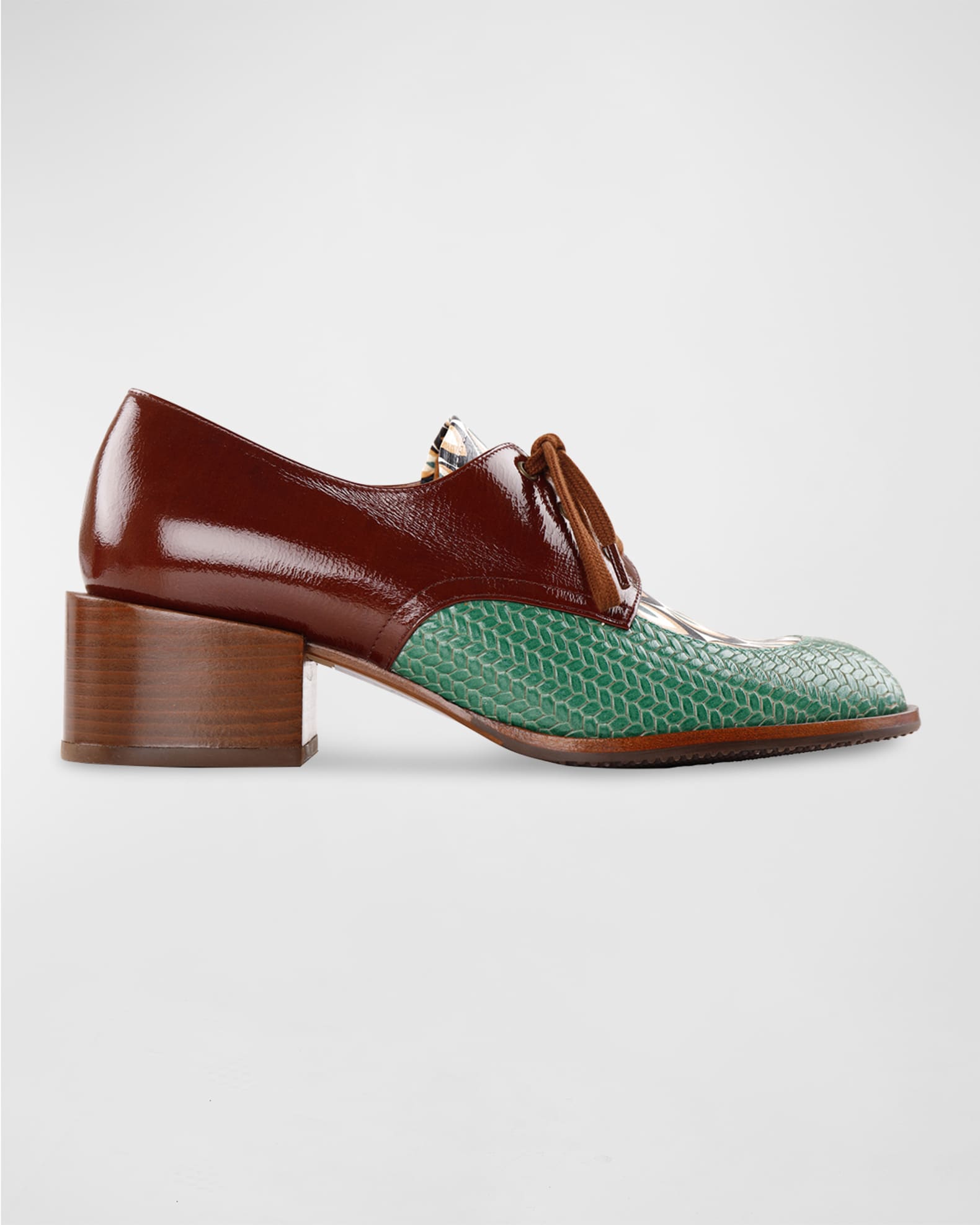 Chie Mihara Sedia Mixed Leather Heeled Loafers | Neiman Marcus