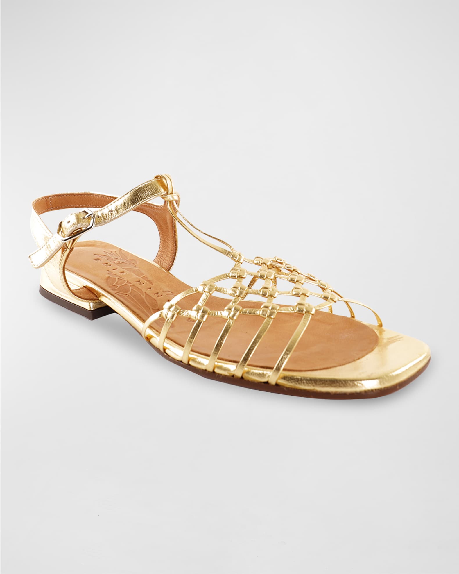 Chie Mihara Tante Metallic Leather Woven Sandals | Neiman Marcus