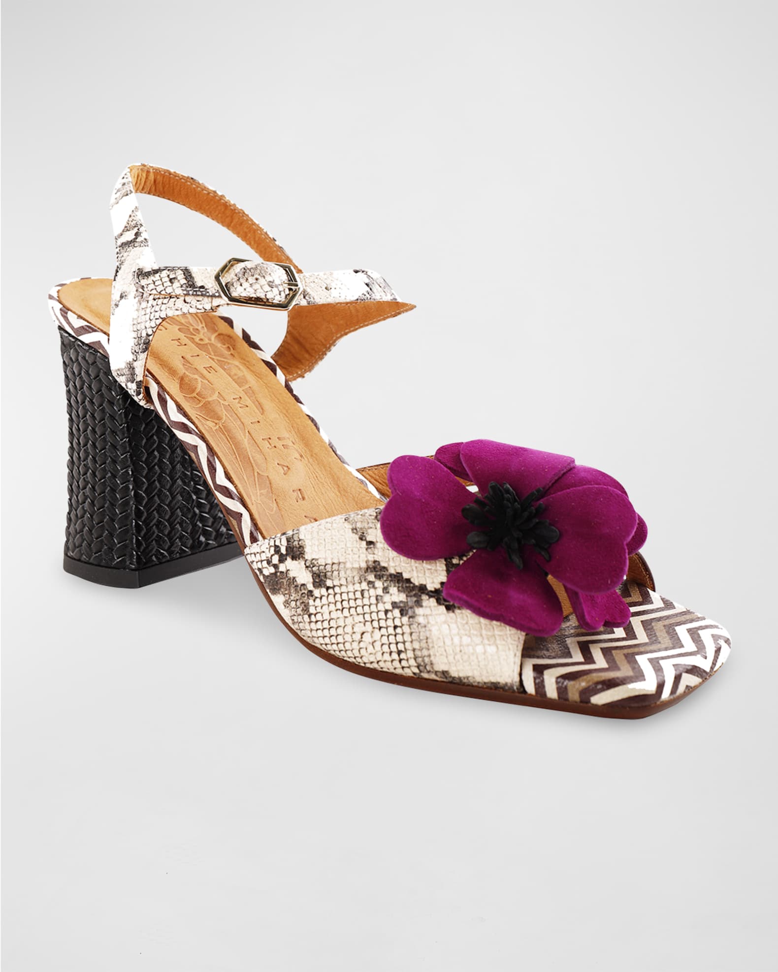 Chie Mihara Piruca Flower Detail Heeled Sandal | Neiman Marcus