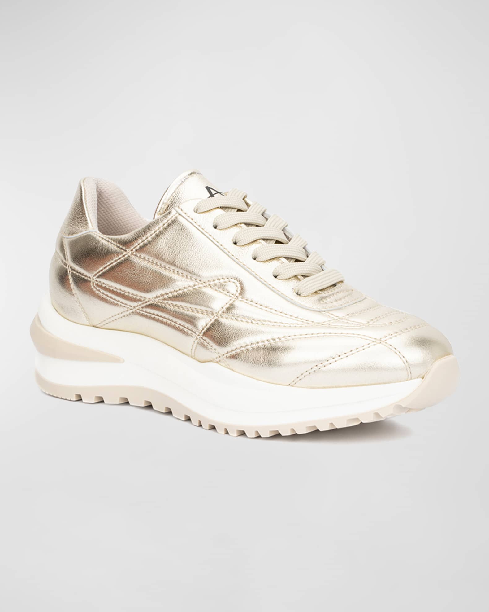 Aquatalia Metallic Leather Runner Sneakers | Neiman Marcus