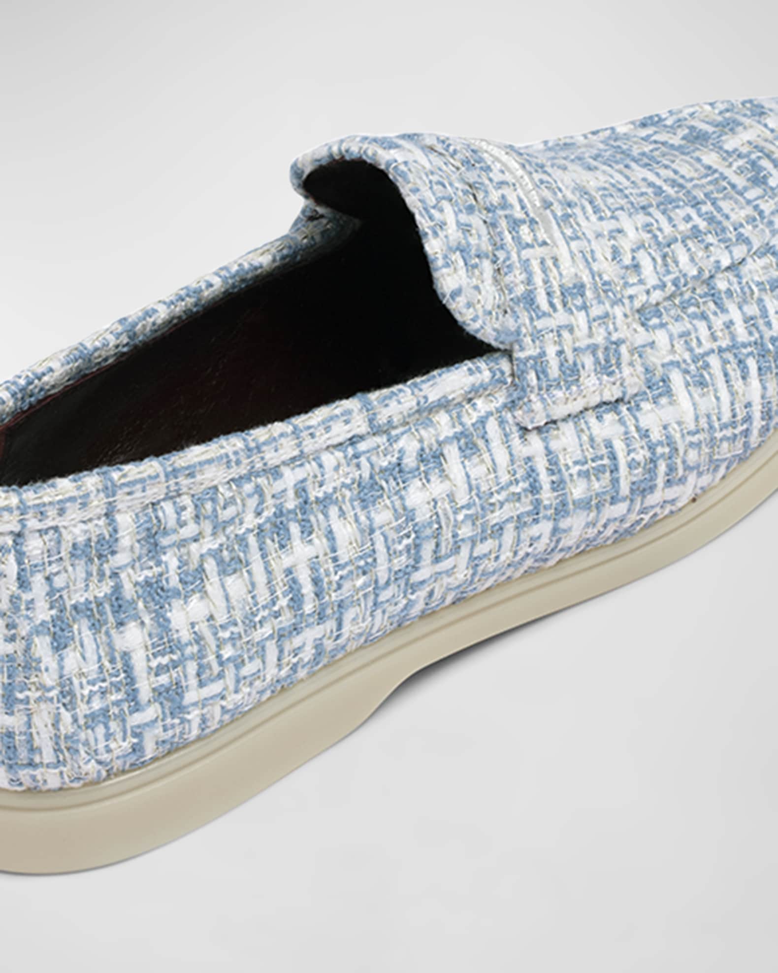 Bougeotte Tweed Casual Penny Loafers | Neiman Marcus