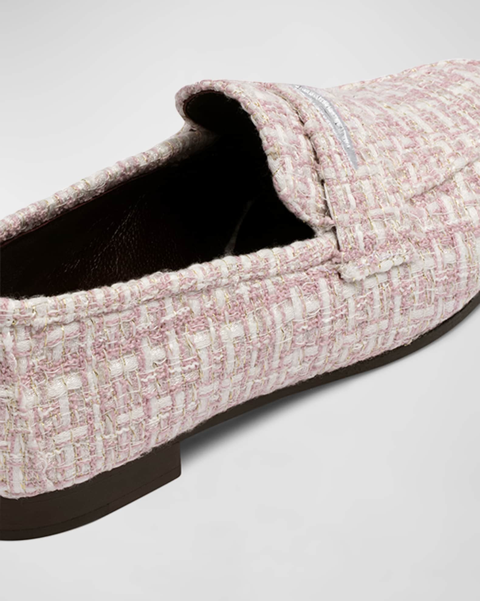 Bougeotte Tweed Flat Penny Loafers | Neiman Marcus