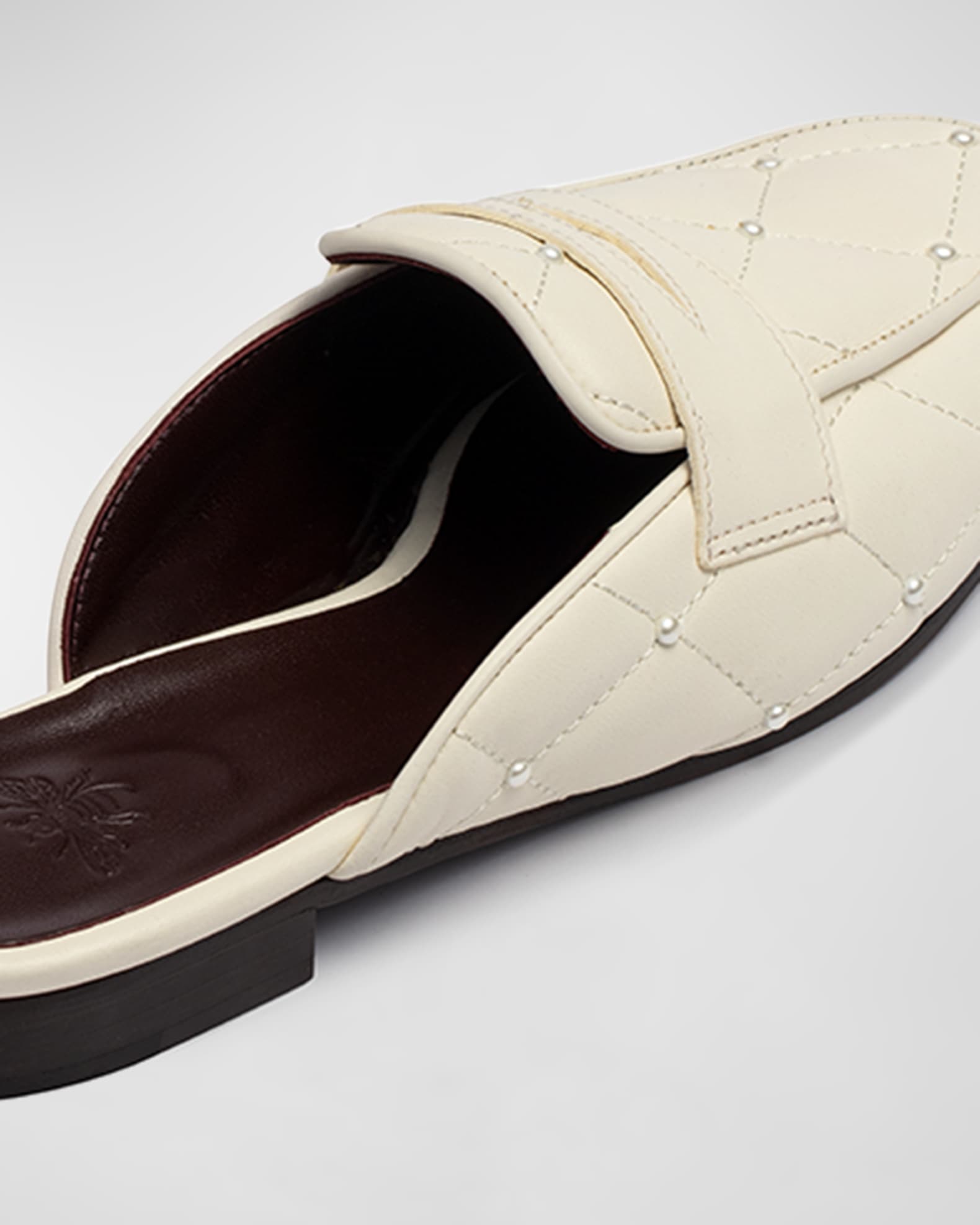 Bougeotte Quilted Pearly Stud Loafer Mules | Neiman Marcus