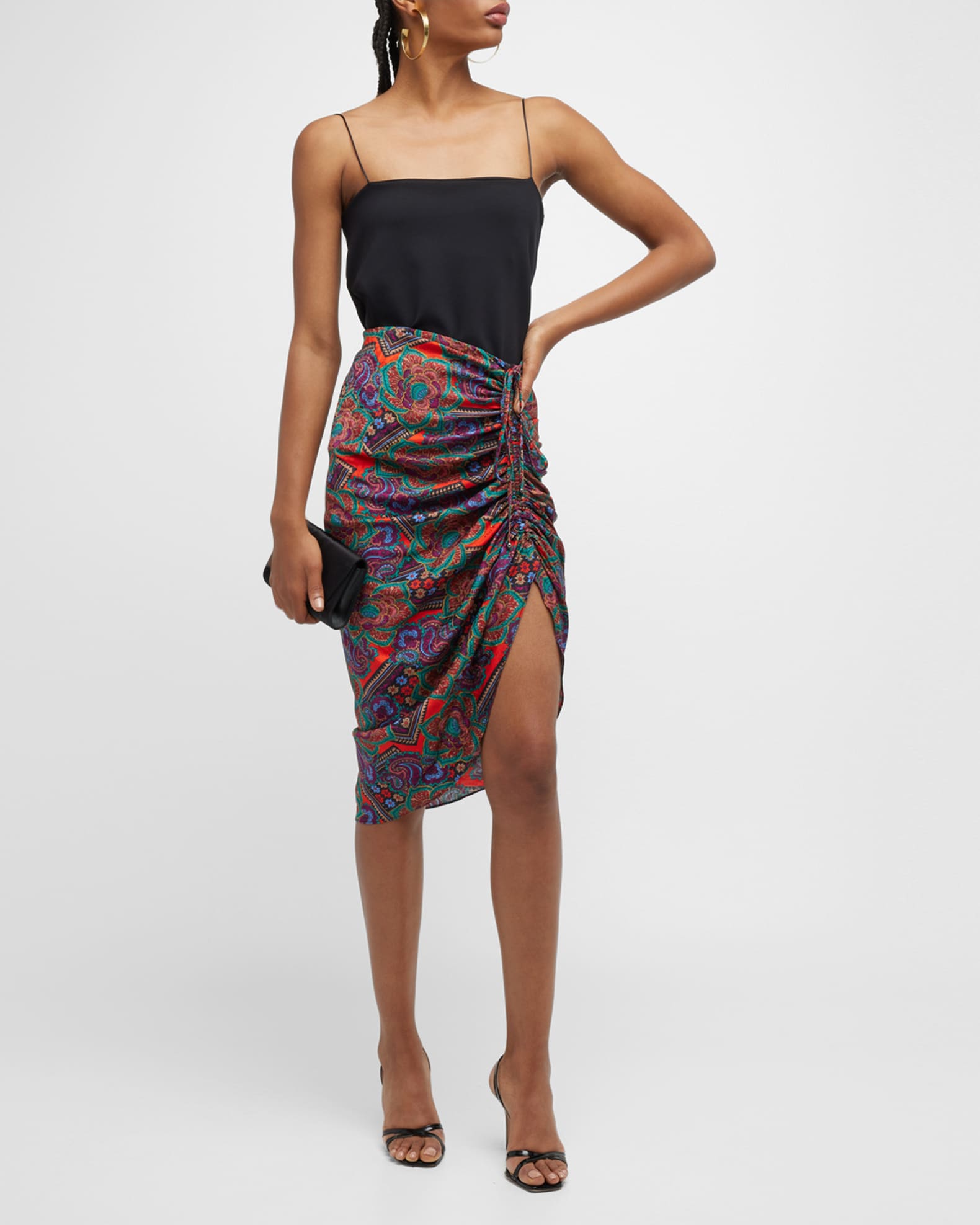 Veronica Beard Ari Ruched Midi Skirt | Neiman Marcus