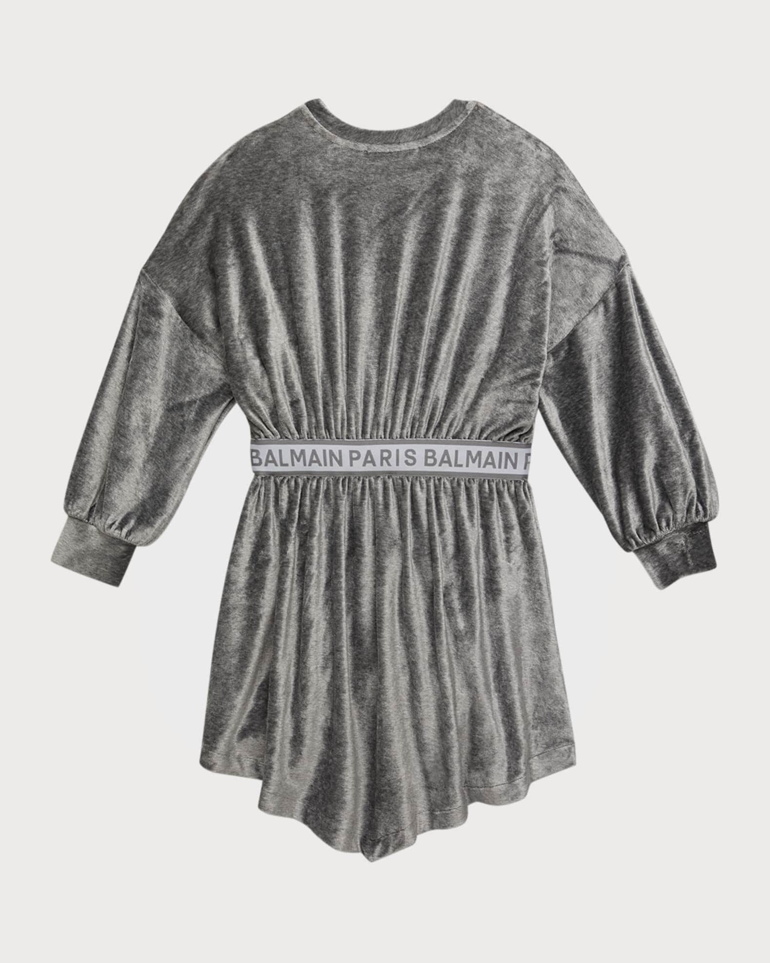 Girl's Velour Logo Long-Sleeve Dresses | Neiman Marcus