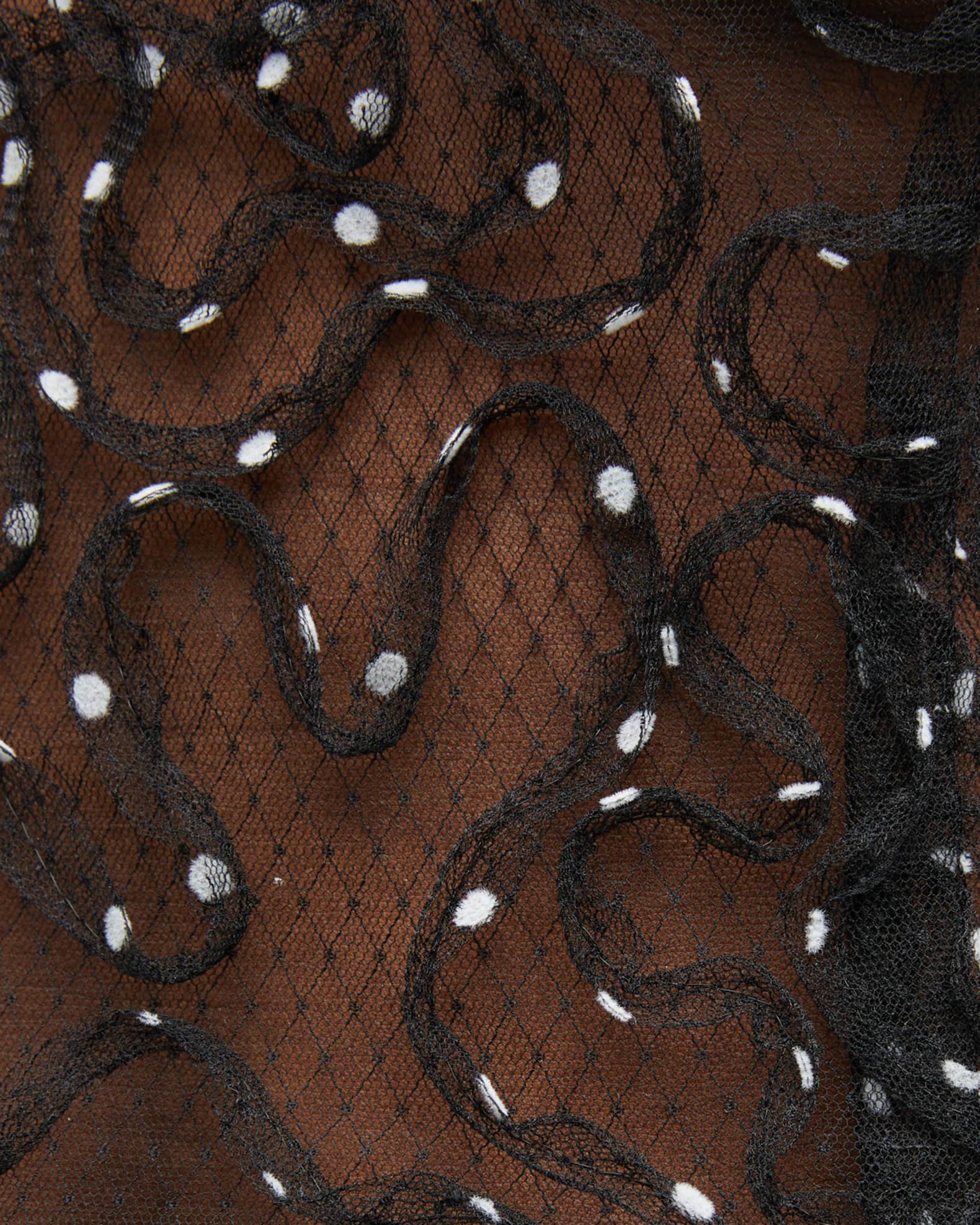 Lela Rose Swirl Embroidered Polka-Dot Tulle Top | Neiman Marcus