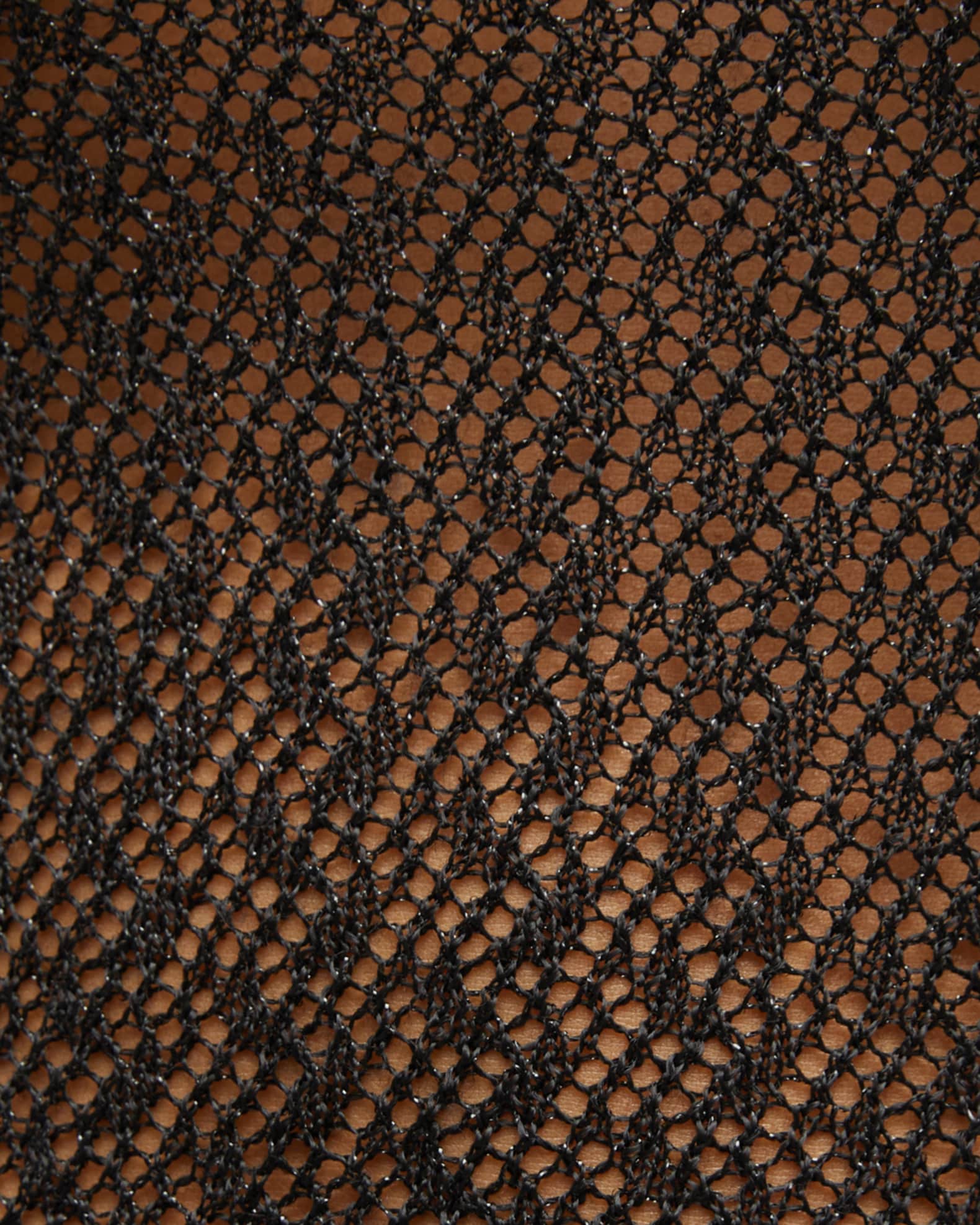 Lela Rose Sheer Metallic Knit Top | Neiman Marcus