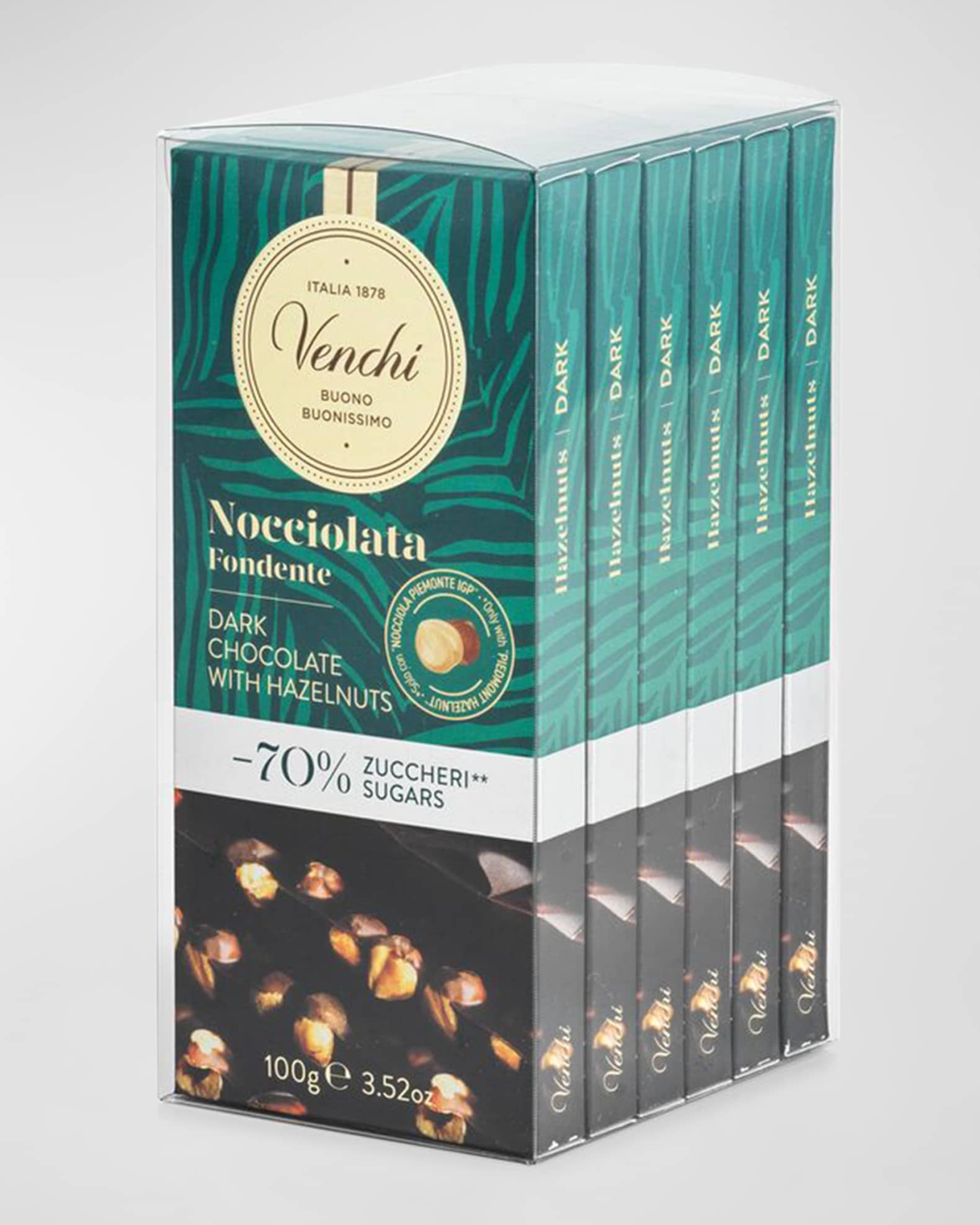 Venchi Case of Assorted Less Sugar Dark Chocolate Hazelnut Bars, 6 ...