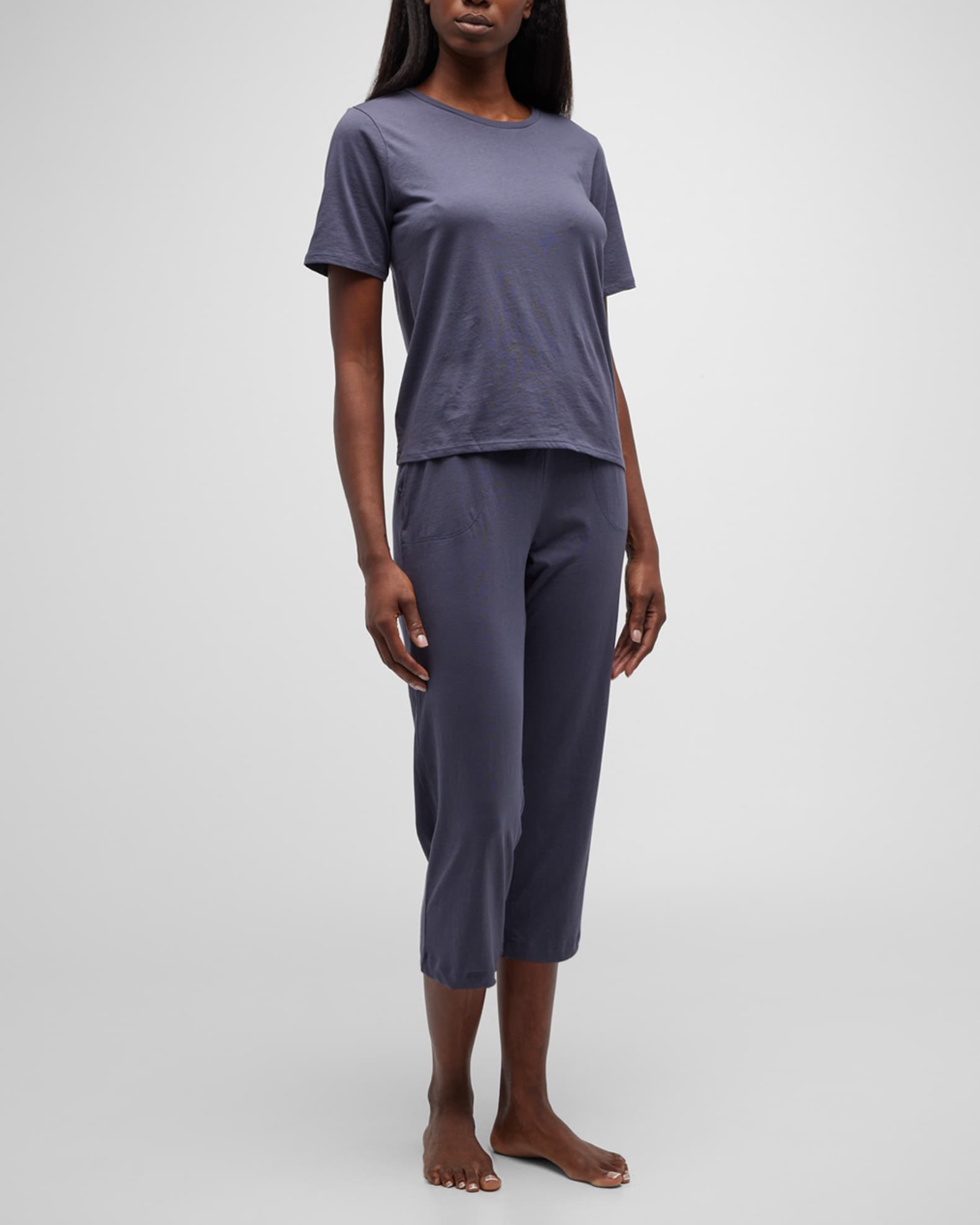 Skin Carine Cropped Organic Cotton Pajama Set | Neiman Marcus