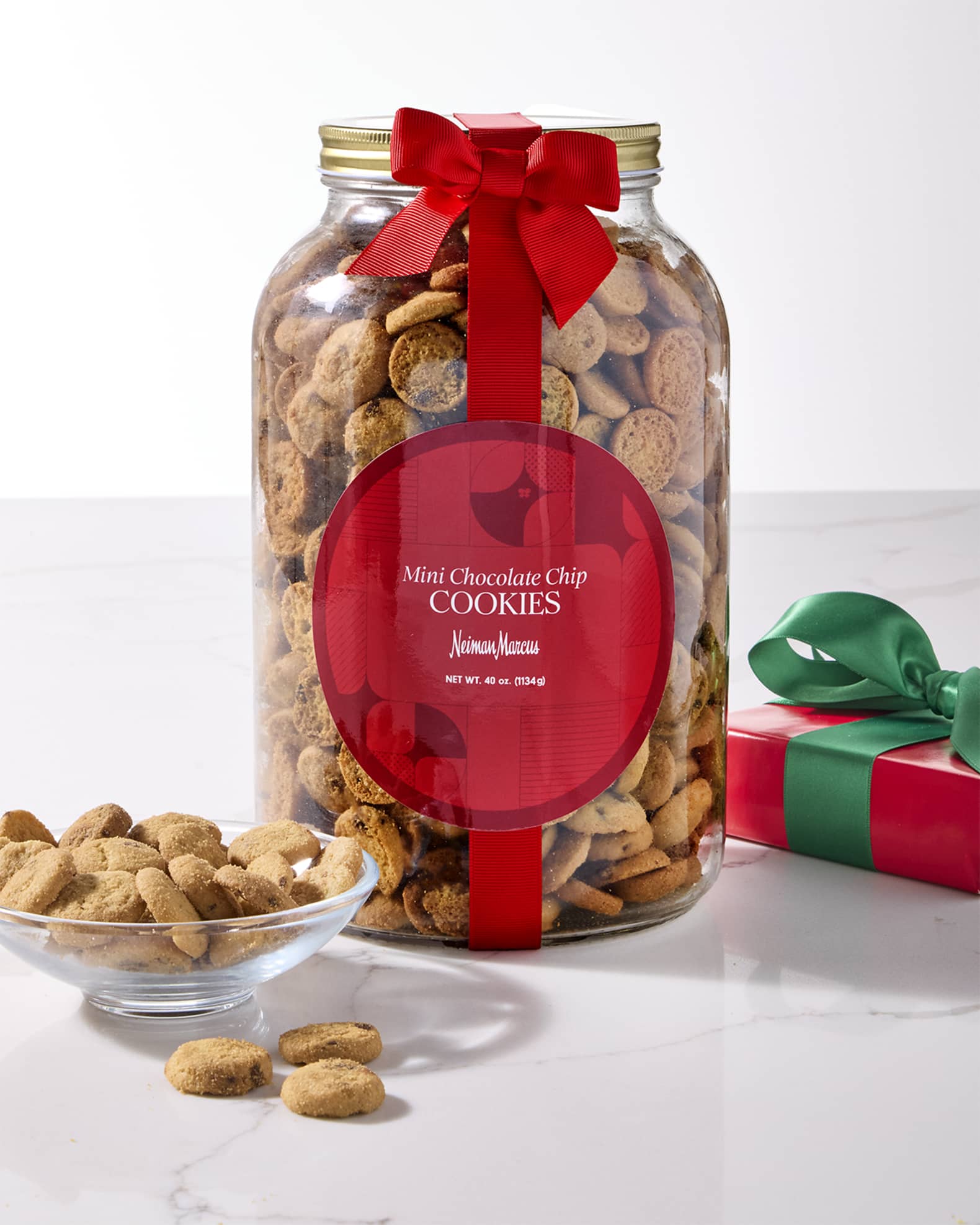 Neiman Marcus 40 oz. Mini Chocolate Chip Cookies in Holiday Jar ...