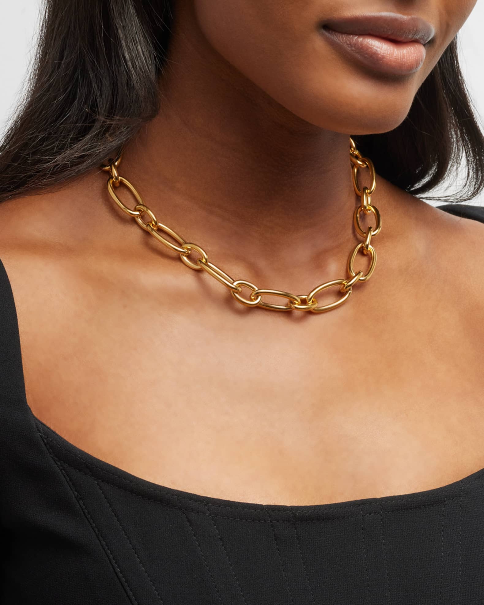 Dina Mackney Modern Smooth Icon Chain Link Necklace | Neiman Marcus