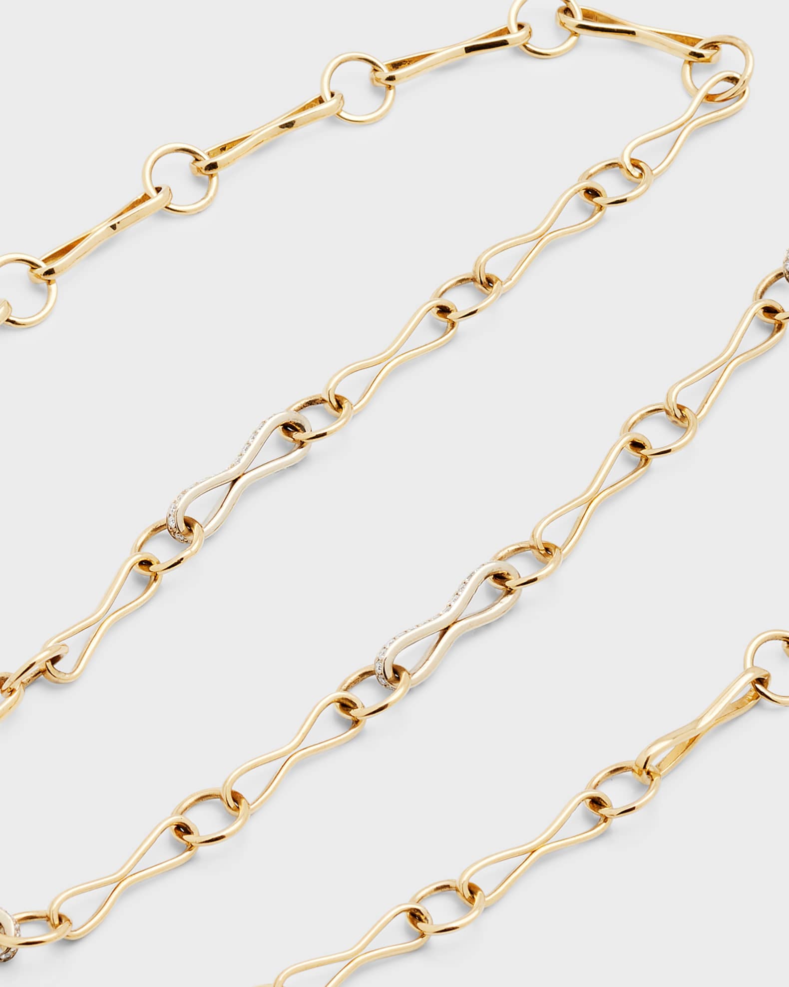 AZLEE Large Circle Link Chain with Four Pave Links, 20"L | Neiman Marcus