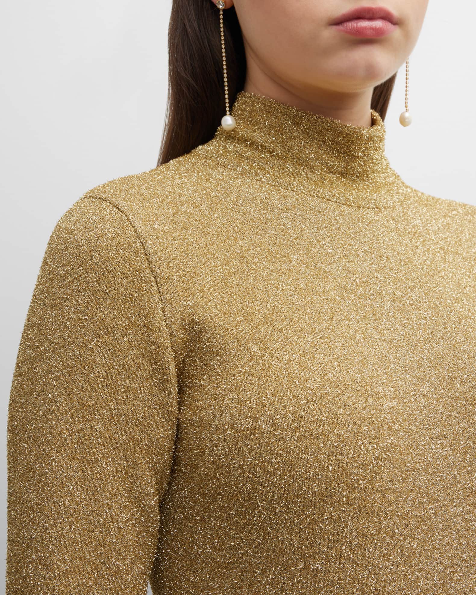 Carolina Herrera Turtleneck Metallic Knit Gown | Neiman Marcus