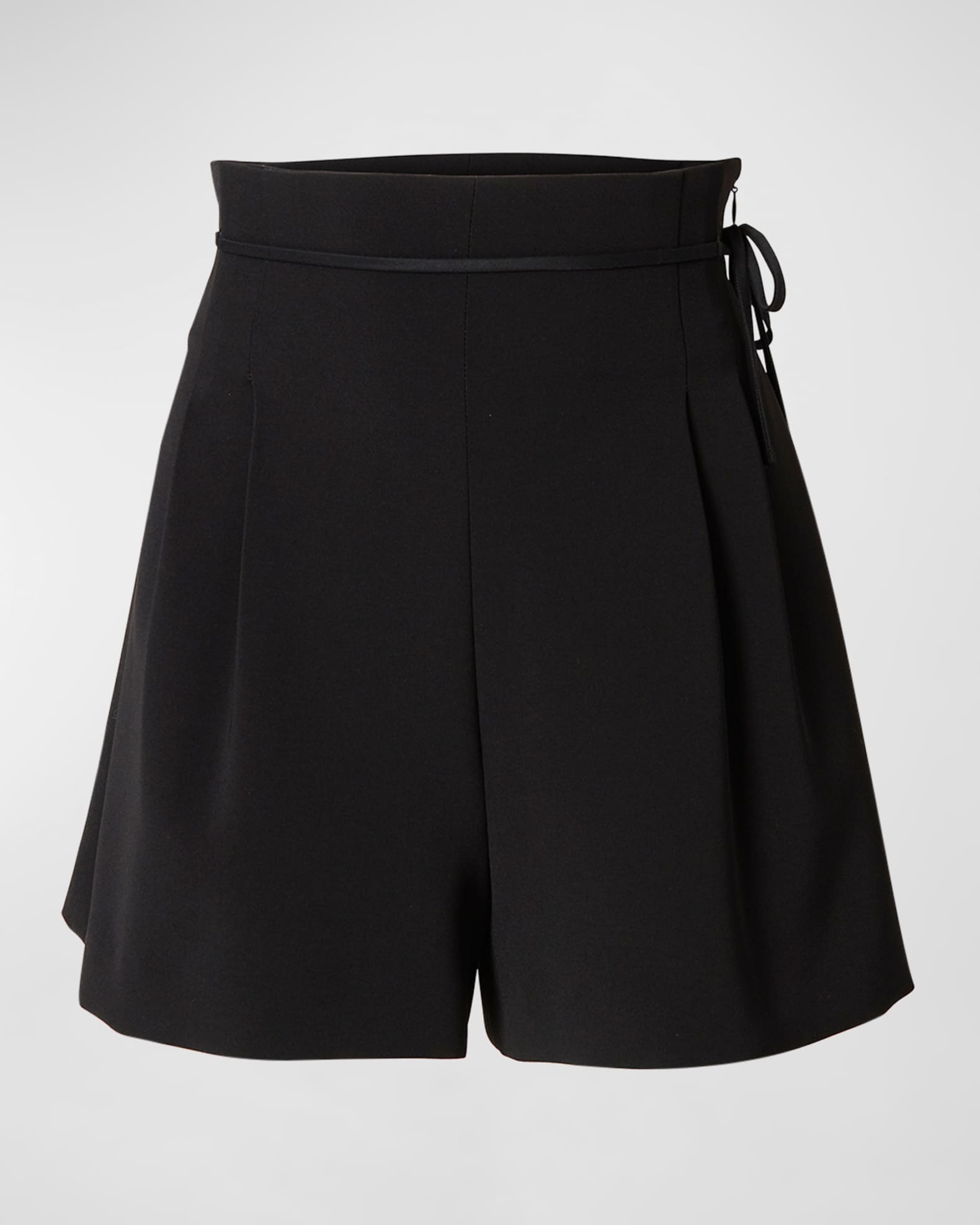 Carolina Herrera High-Rise Side-Tie Pleated Shorts | Neiman Marcus