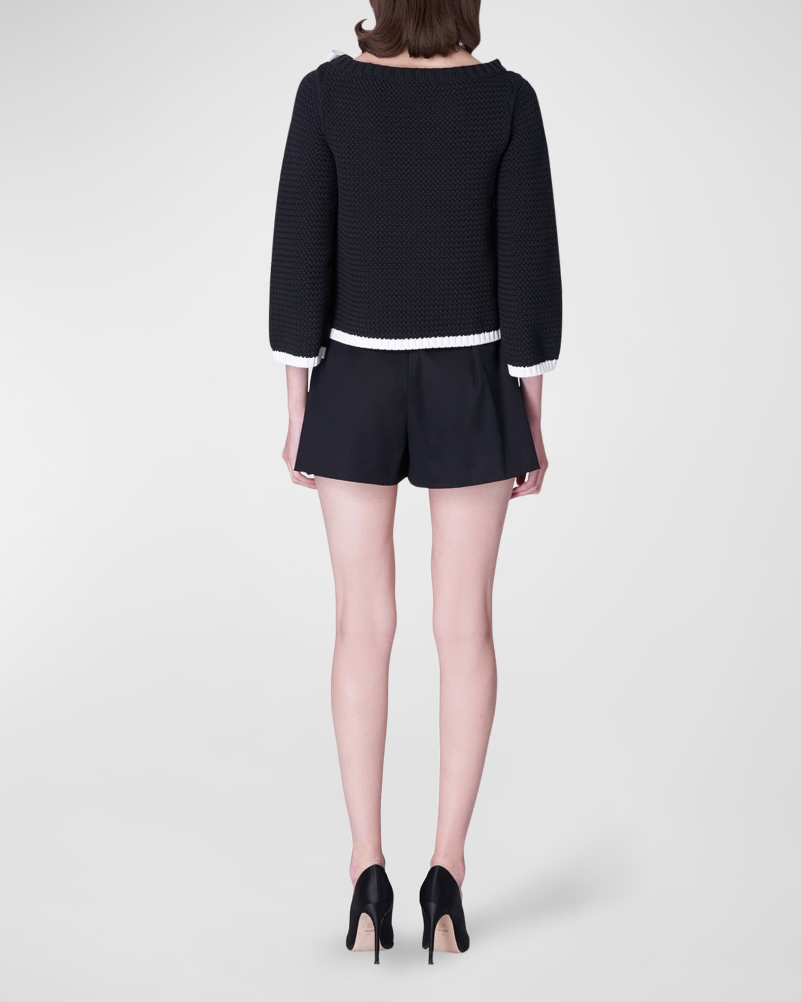 Carolina Herrera High-Rise Side-Tie Pleated Shorts | Neiman Marcus