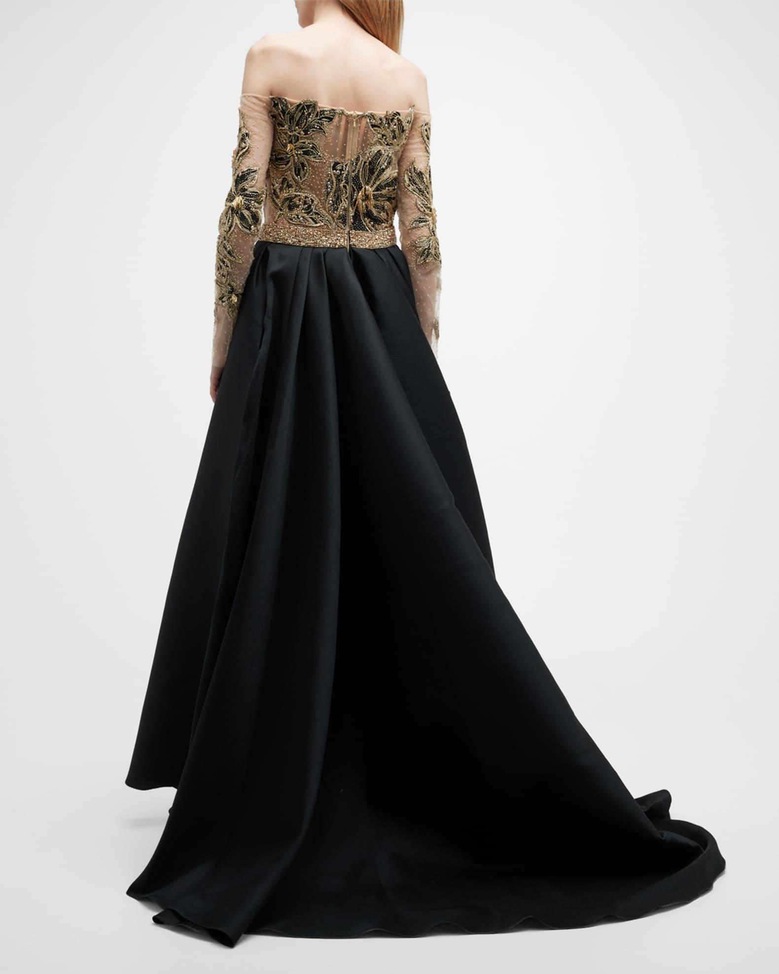 Pamella Roland Embroidered Off-Shoulder Gown | Neiman Marcus