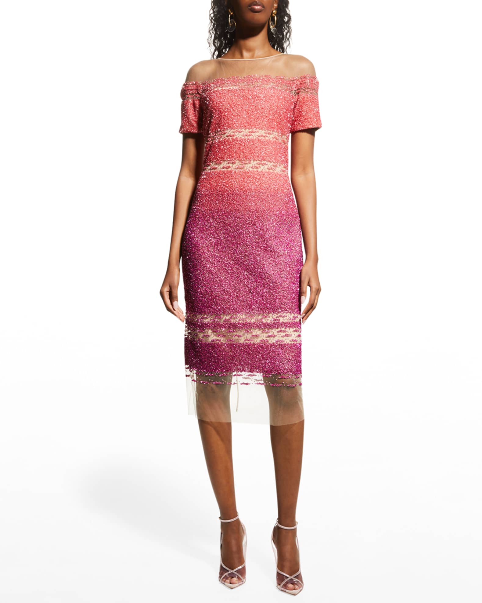 Pamella Roland Signature Sequin Ombre Cocktail Dress | Neiman Marcus