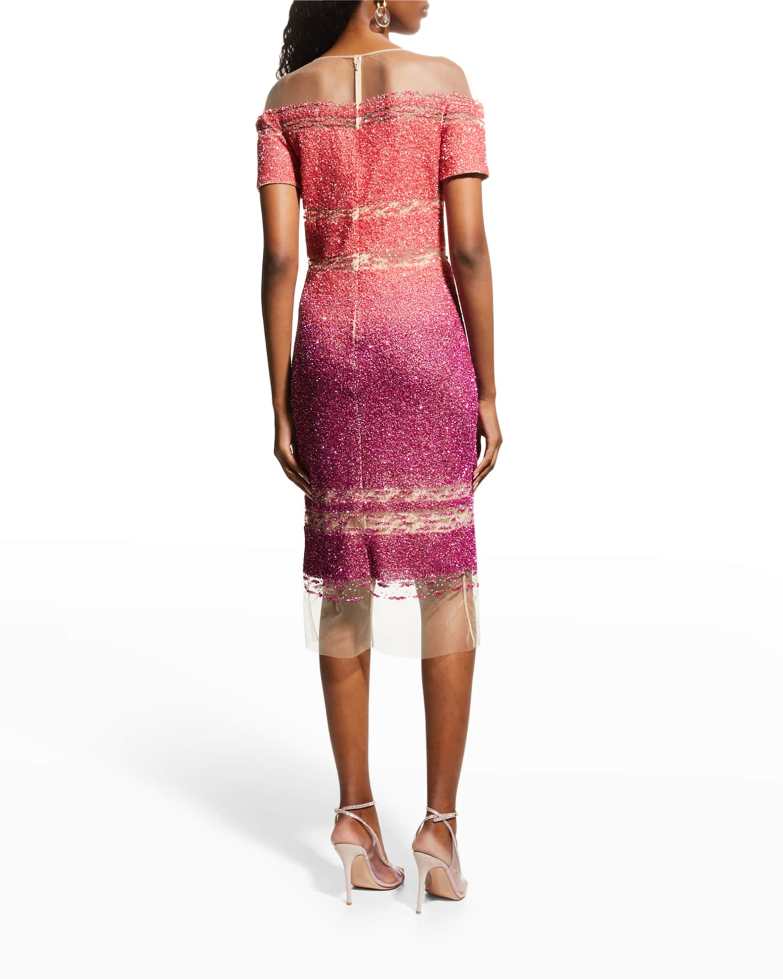 Pamella Roland Signature Sequin Ombre Cocktail Dress | Neiman Marcus