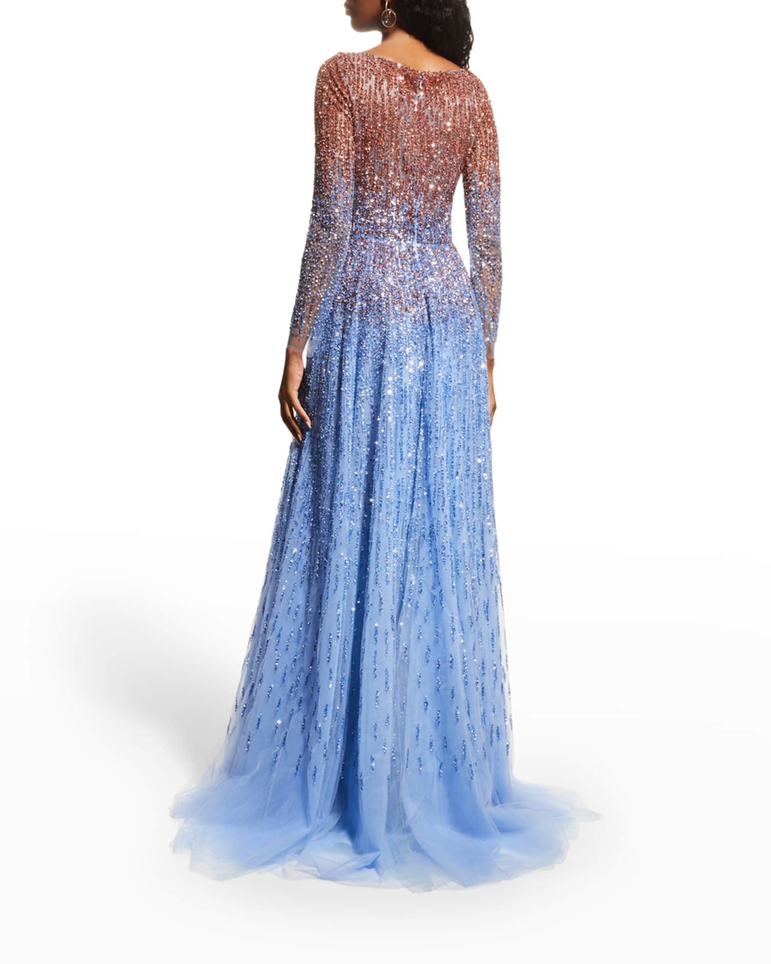 Pamella Roland Ombre Embroidered Evening Gown | Neiman Marcus