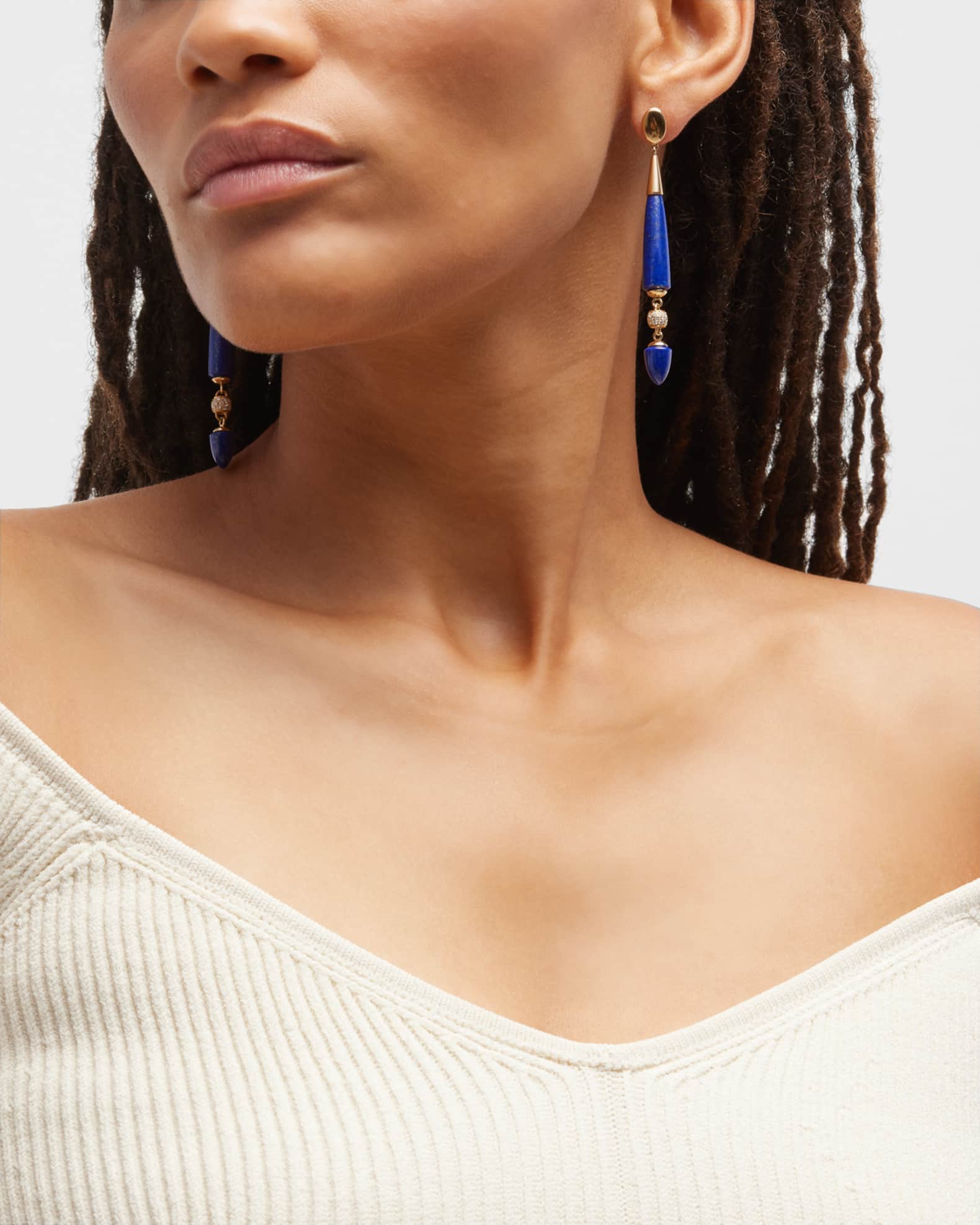 Sanalitro 18K Yellow Gold Suzannah Earrings with Lapis Lazuli and ...