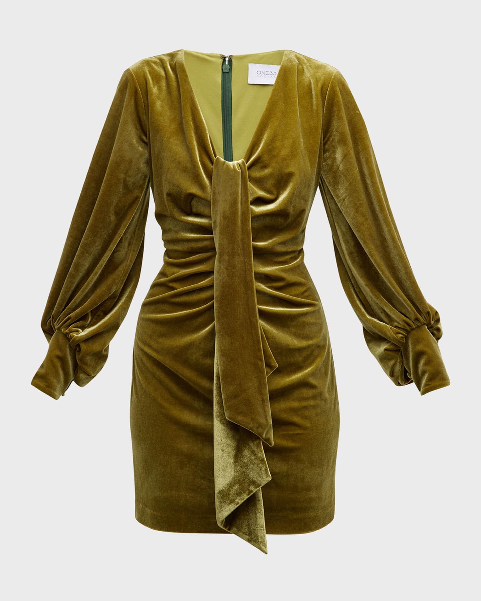 One33 Social Draped Velvet V-Neck Mini Dress | Neiman Marcus