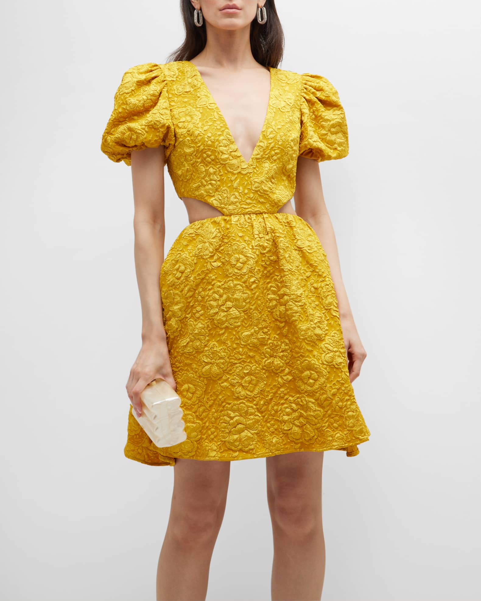 One33 Social Jacquard Puff Sleeve Mini Dress | Neiman Marcus