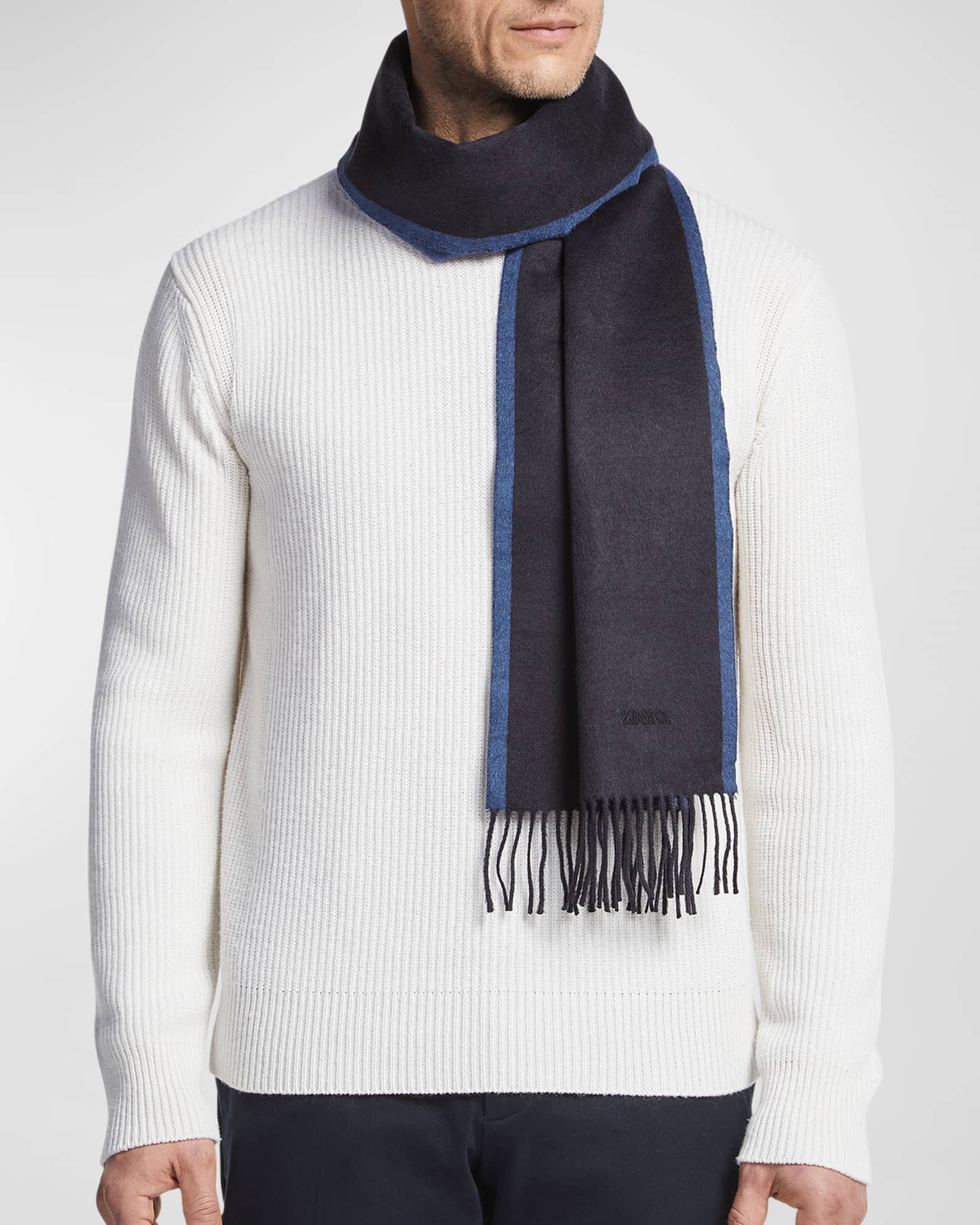 ZEGNA Men's Bicolor Silk Scarf | Neiman Marcus