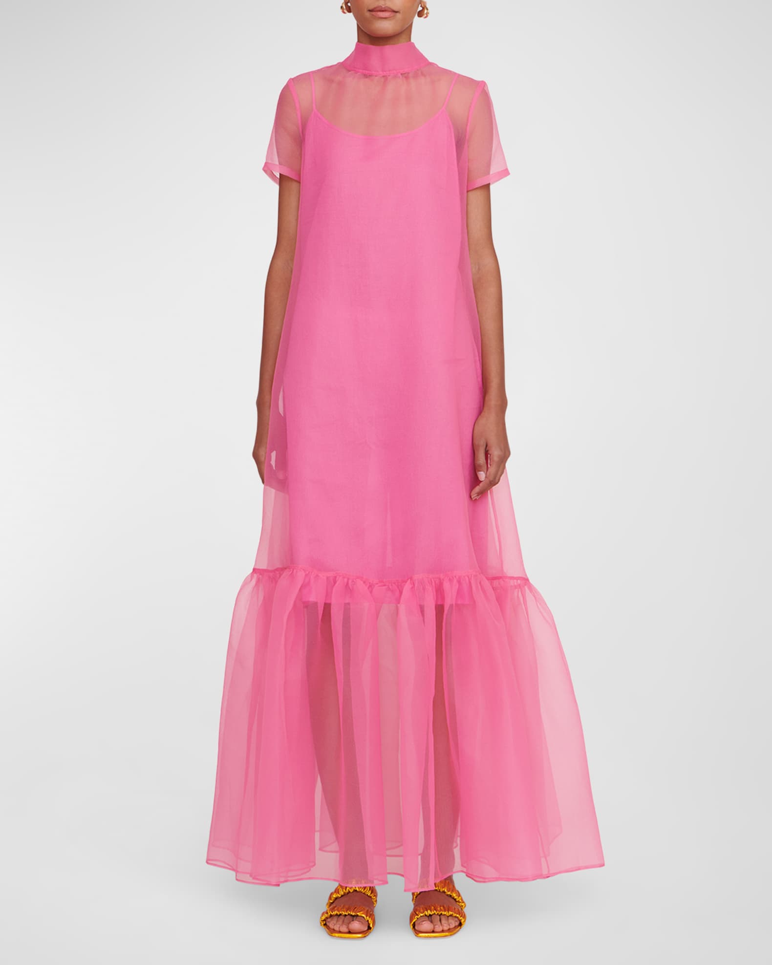 Staud Calluna Neck-Tie Organza Gown | Neiman Marcus