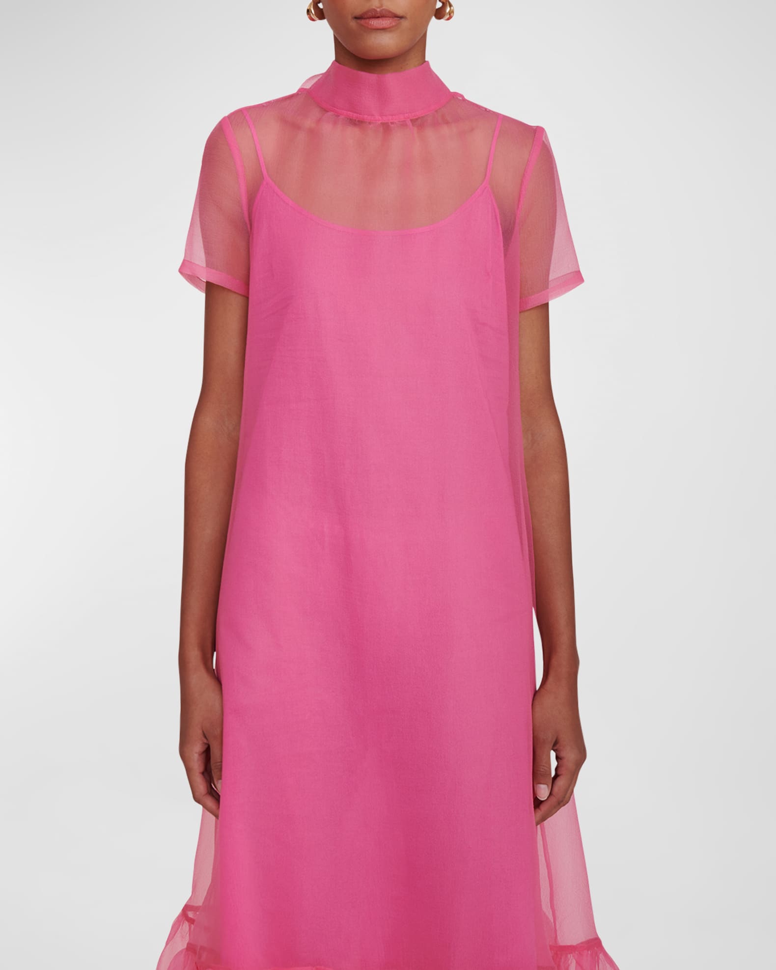 Staud Calluna Neck-Tie Organza Gown | Neiman Marcus
