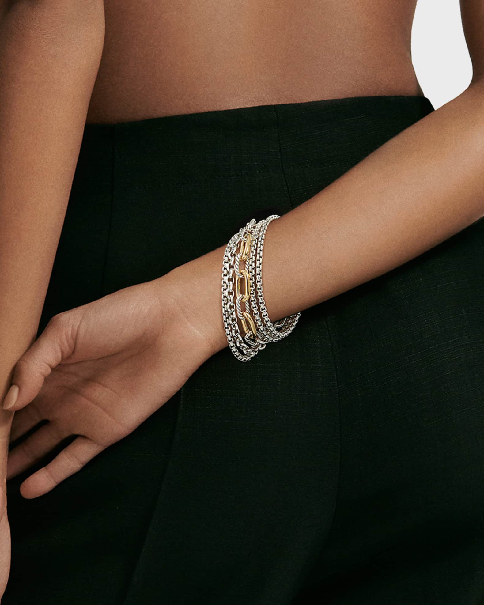 Multi Row Chain Bracelets in Silver with 18K Gold | Neiman Marcus