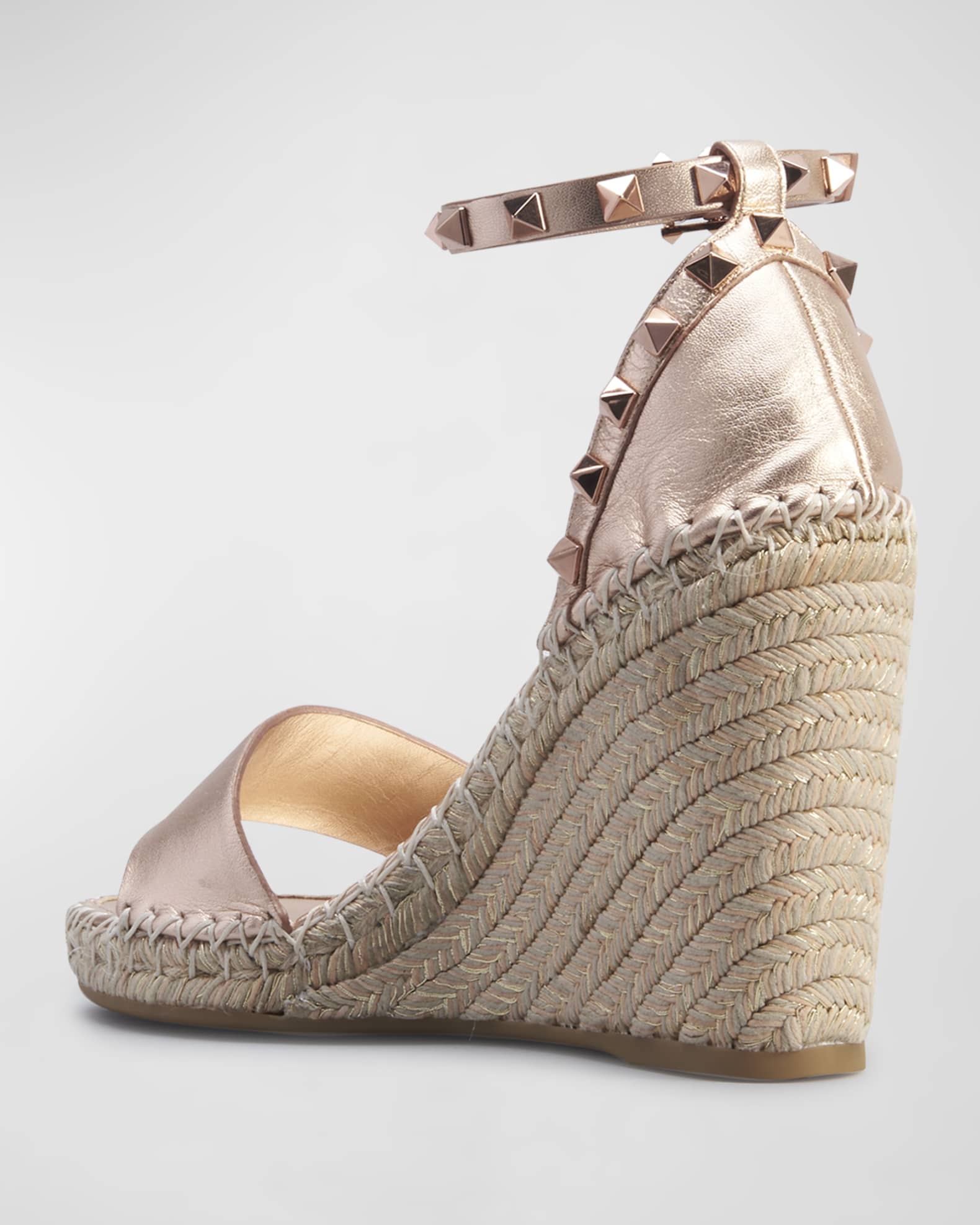 Valentino Garavani Rockstud Metallic Wedge Espadrille Sandals | Neiman ...