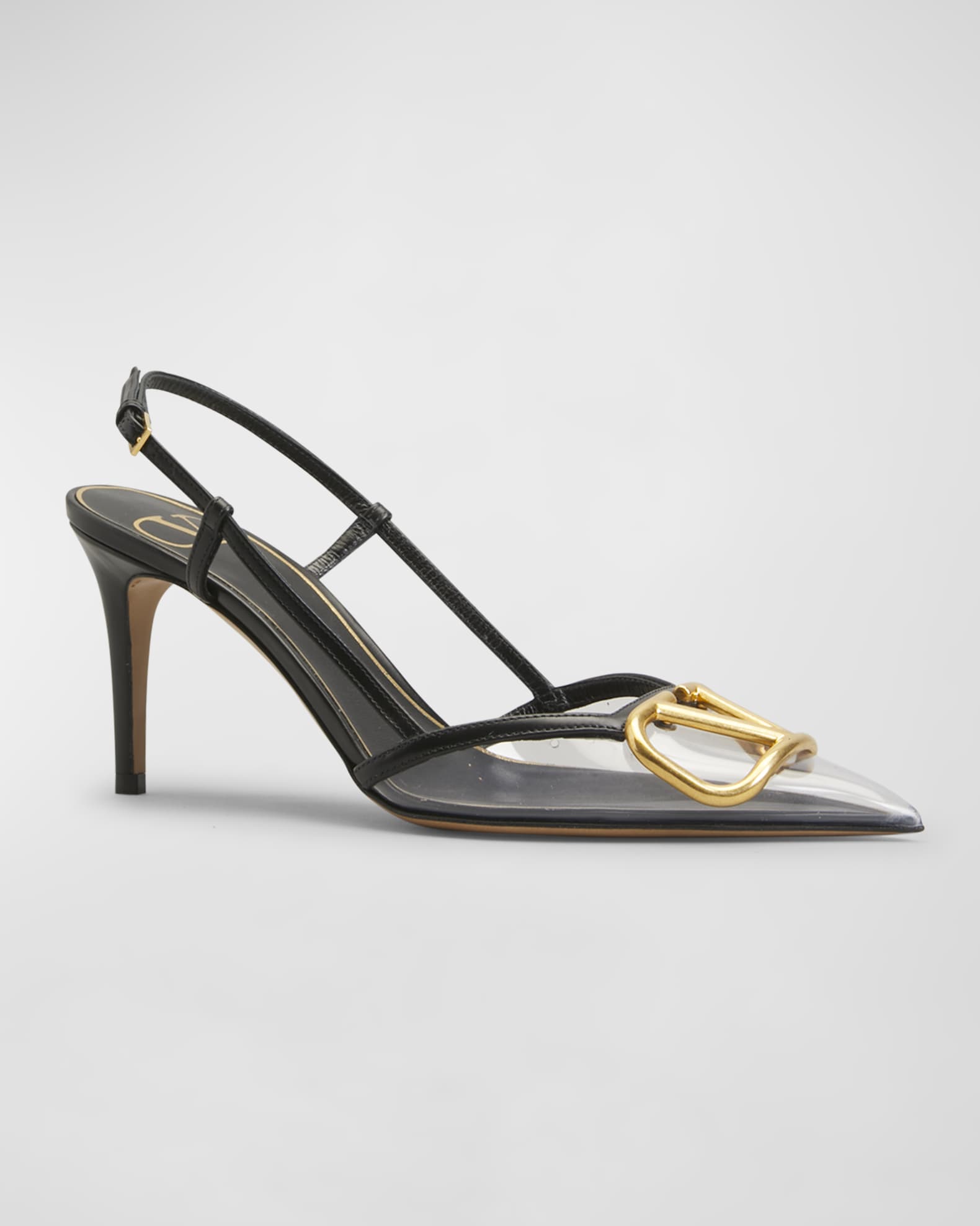 Valentino Garavani VLogo Clear Medallion Slingback Pumps | Neiman Marcus