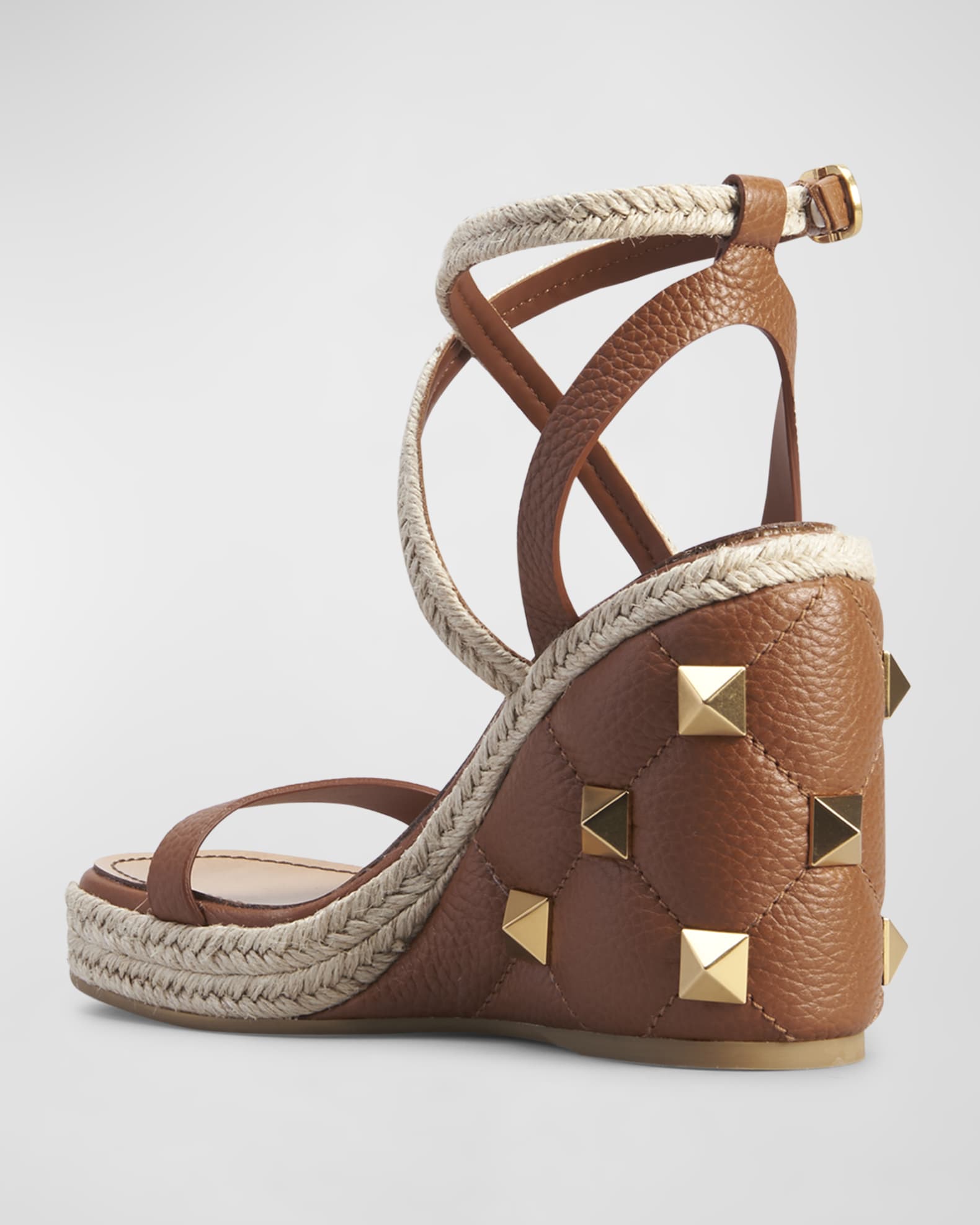 Valentino Garavani Roman Stud Quilted Wedge Espadrilles | Neiman Marcus