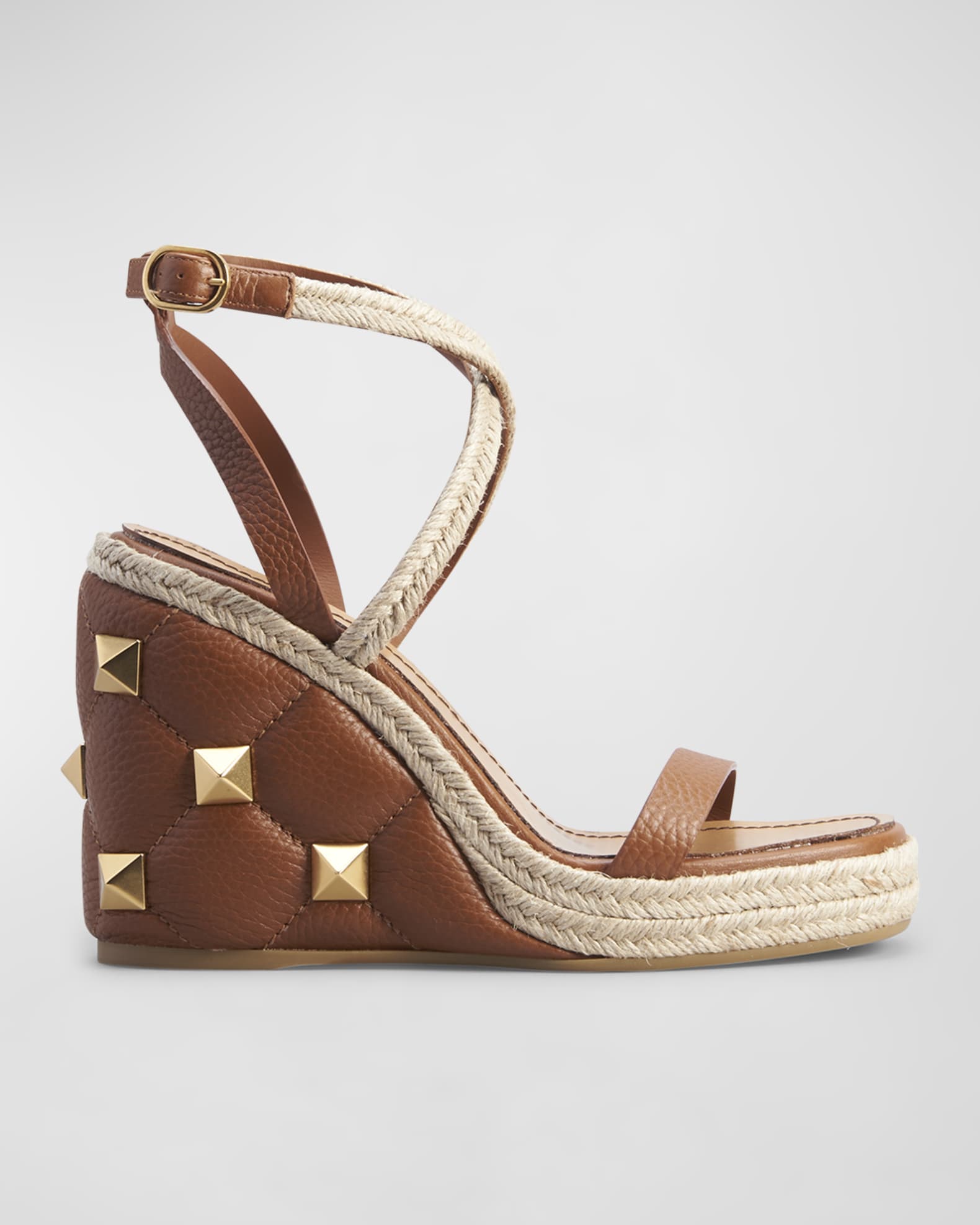 Valentino Garavani Roman Stud Quilted Wedge Espadrilles | Neiman Marcus