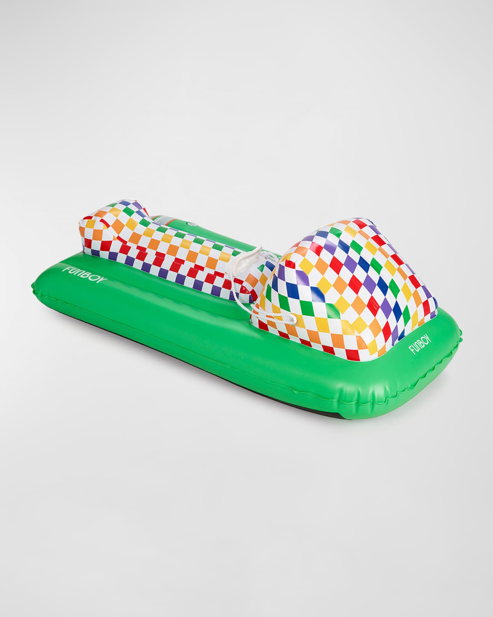 Funboy Kid's Rainbow Checkered Racer Inflatable Snow Sled | Neiman Marcus