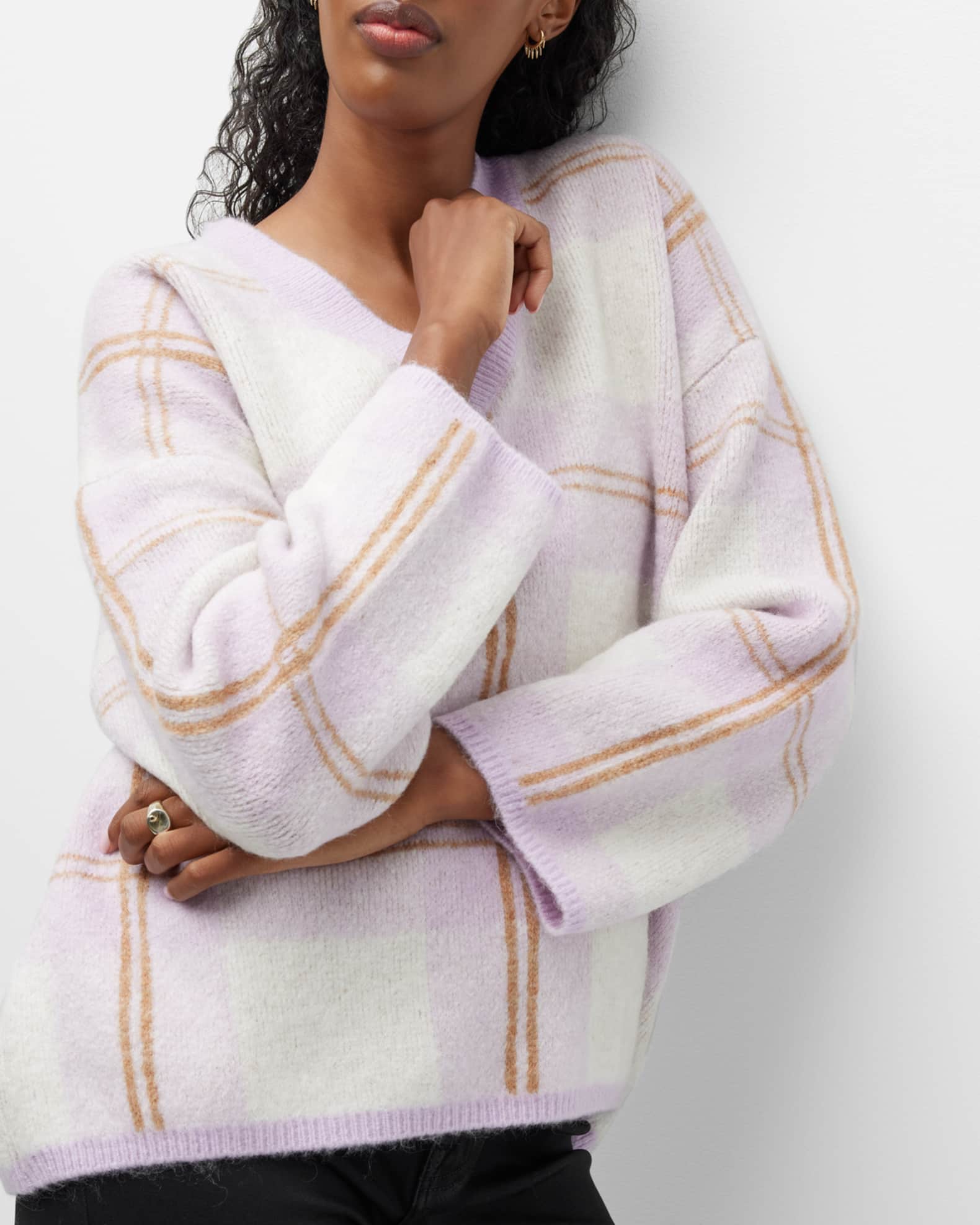 Rails Colleen Plaid V-Neck Sweater | Neiman Marcus