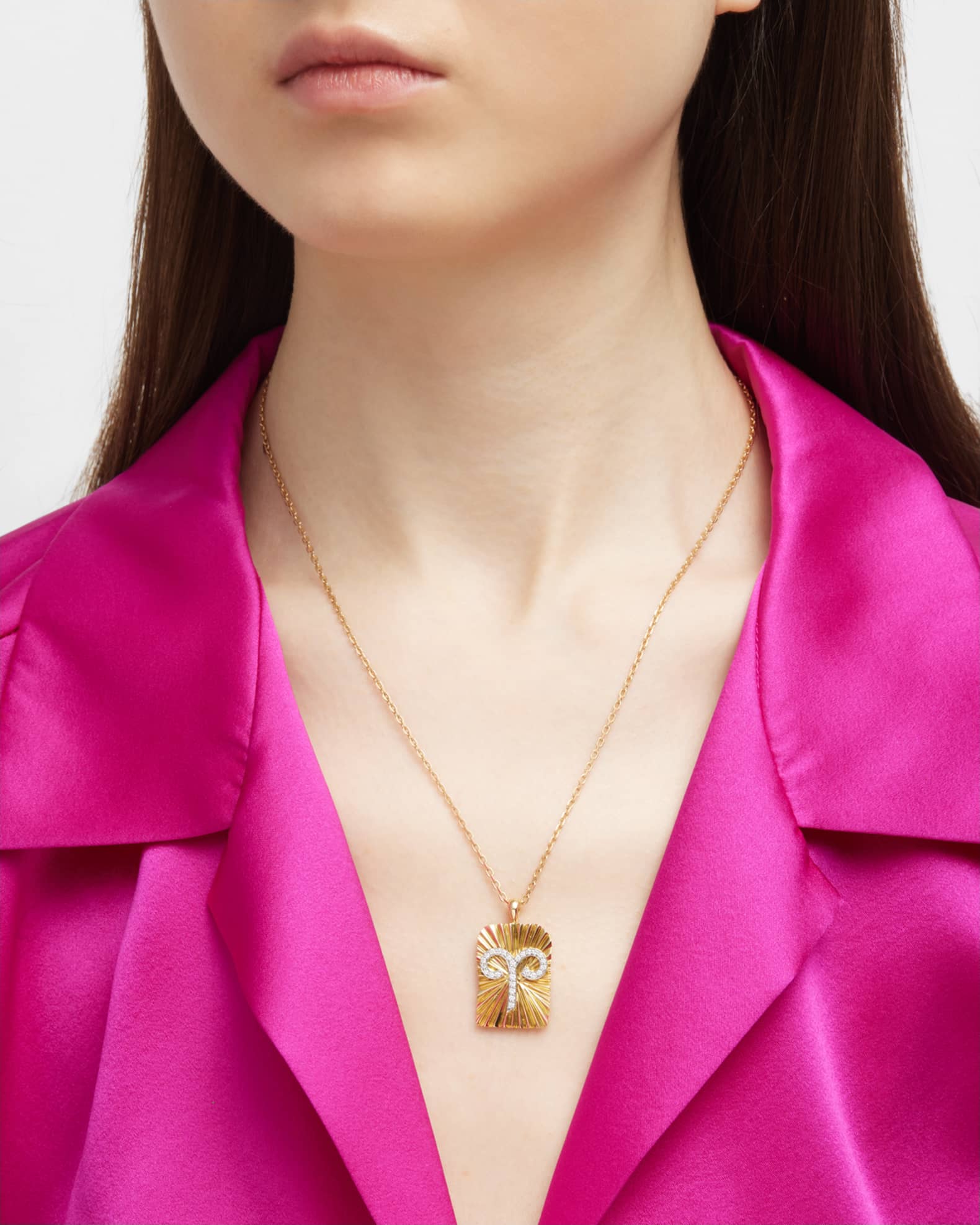 David Webb Diamond Aries Pendant Necklace | Neiman Marcus