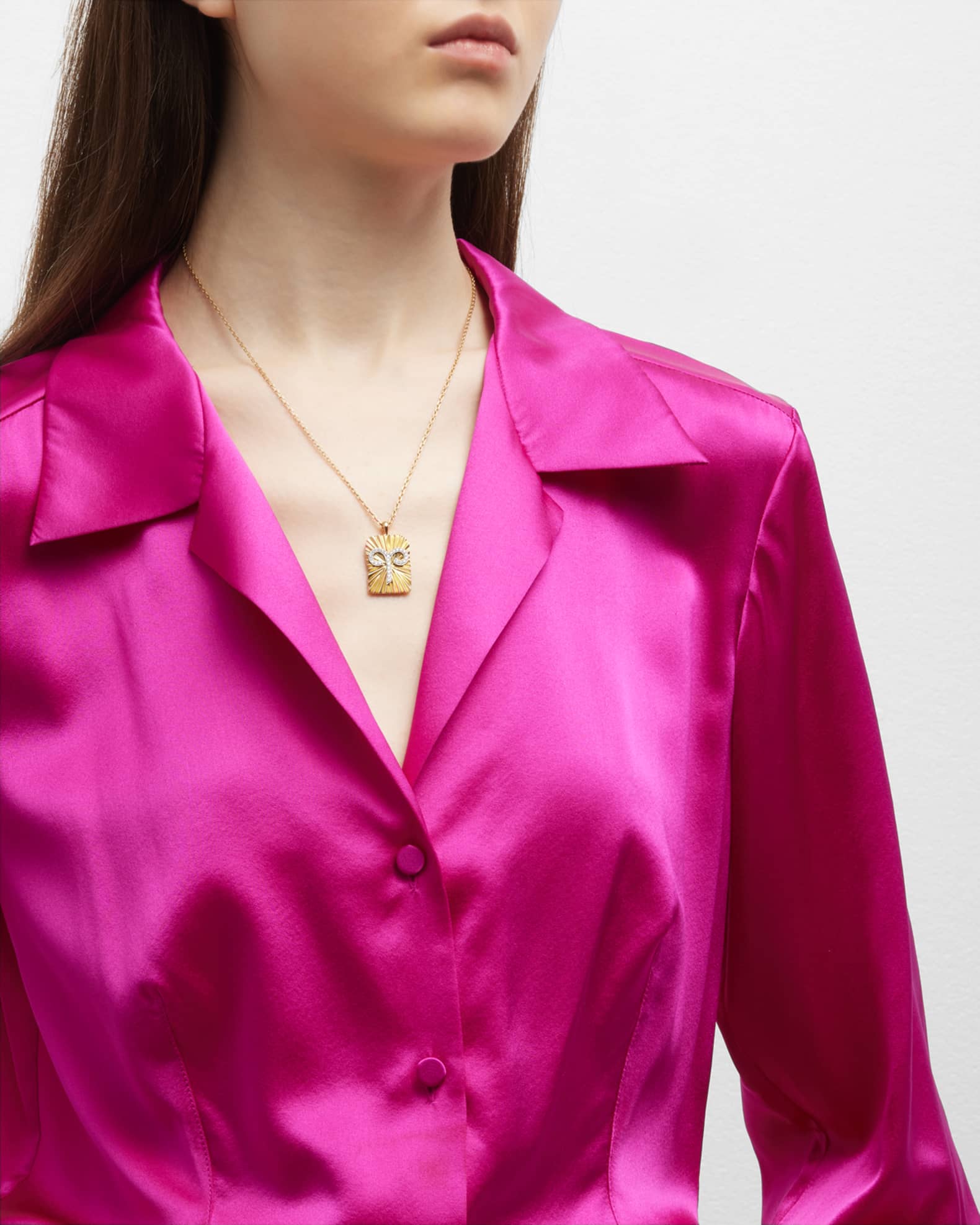 David Webb Diamond Aries Pendant Necklace | Neiman Marcus