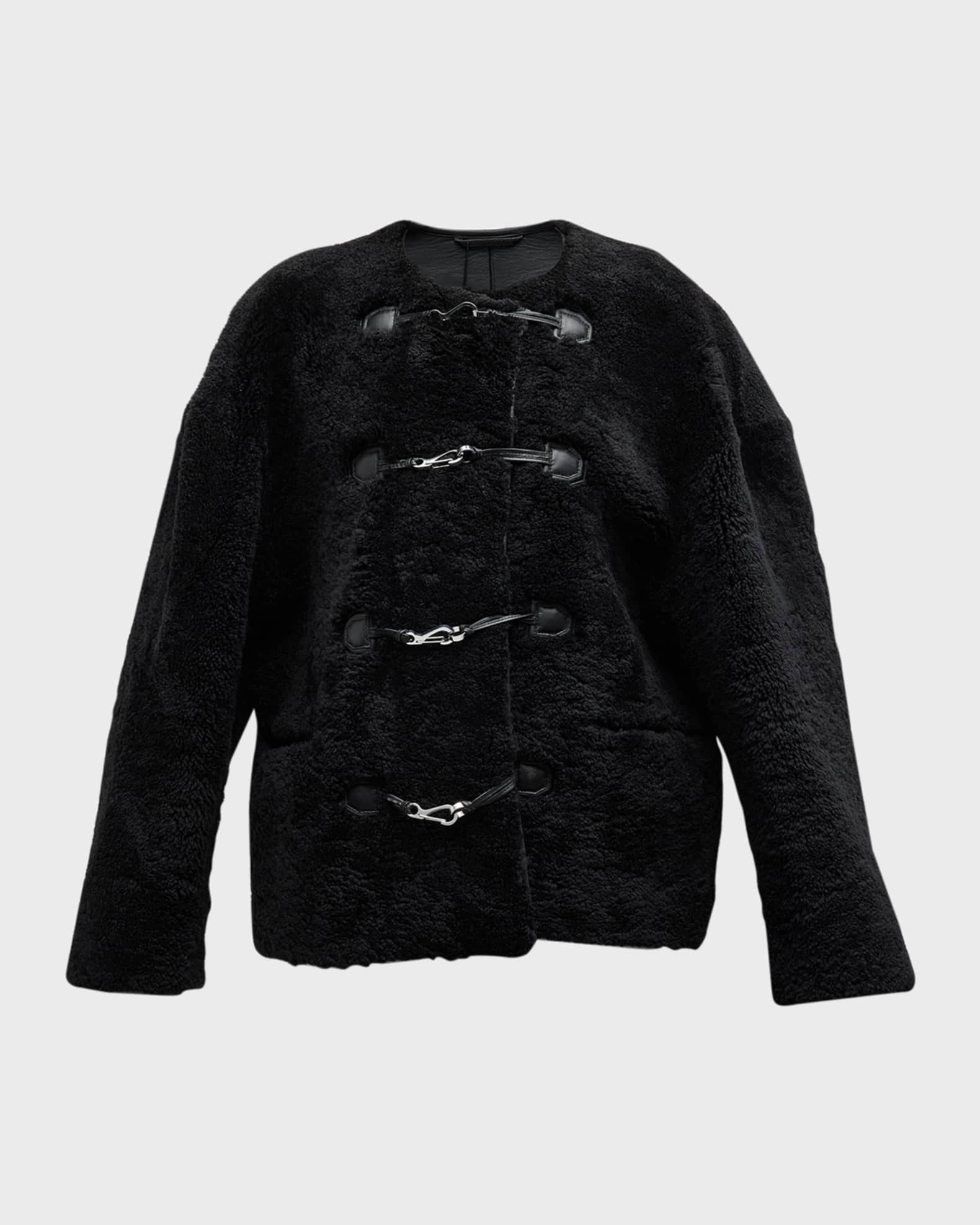 Toteme Sheep Shearling Clasp Single-Breasted Teddy Jacket | Neiman Marcus