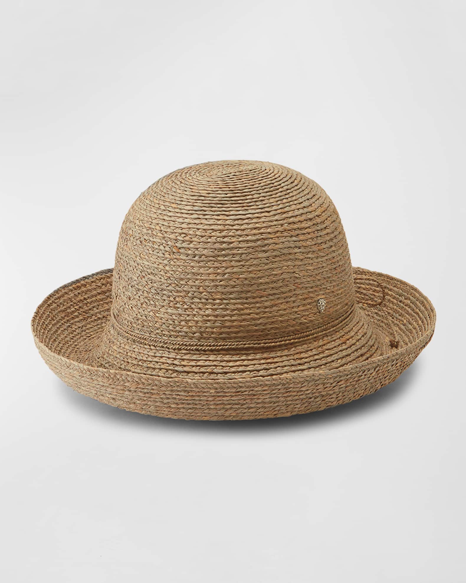 Helen Kaminski Braided Raffia Round Crown Small Brim Hat | Neiman Marcus