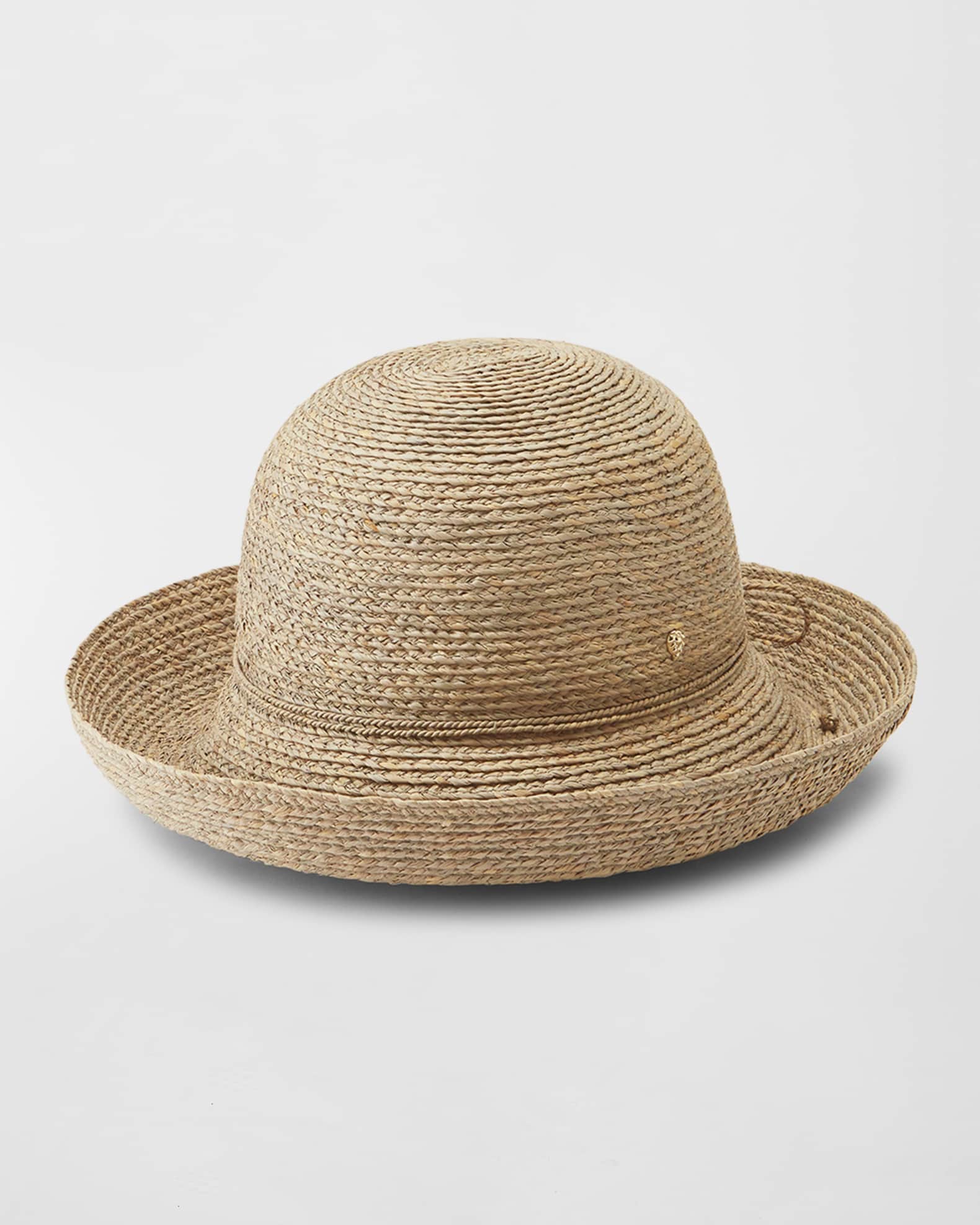 Helen Kaminski Braided Raffia Round Crown Small Brim Hat | Neiman Marcus