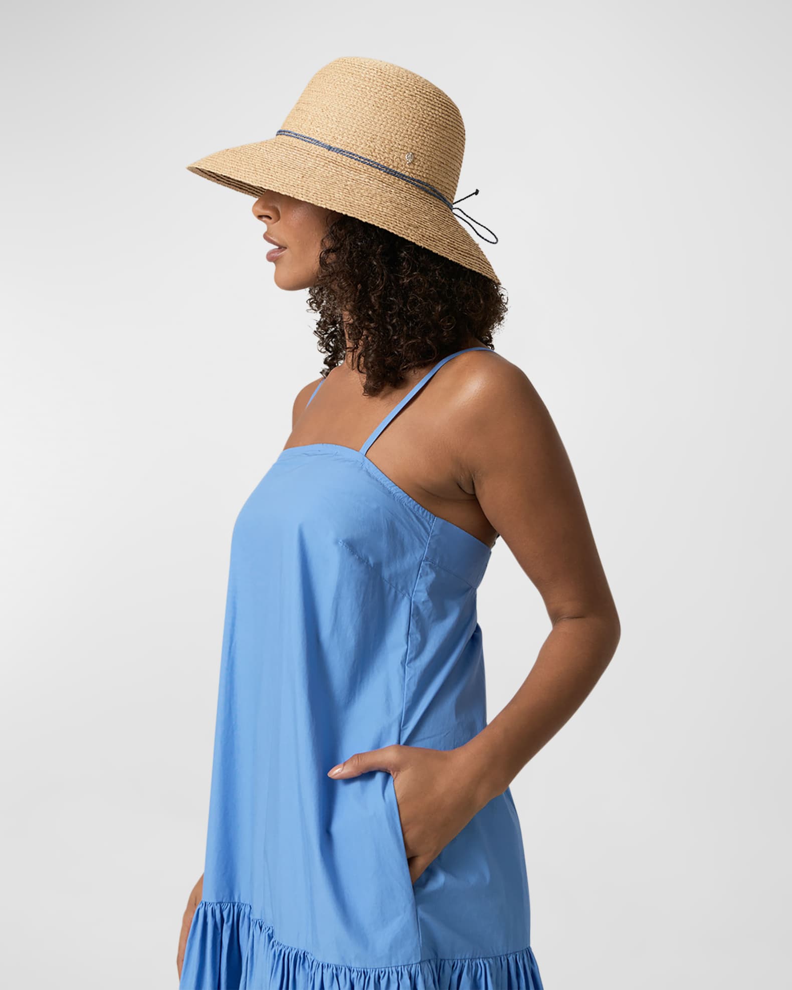 Helen Kaminski Braided Raffia Round Crown Small Brim Hat | Neiman Marcus