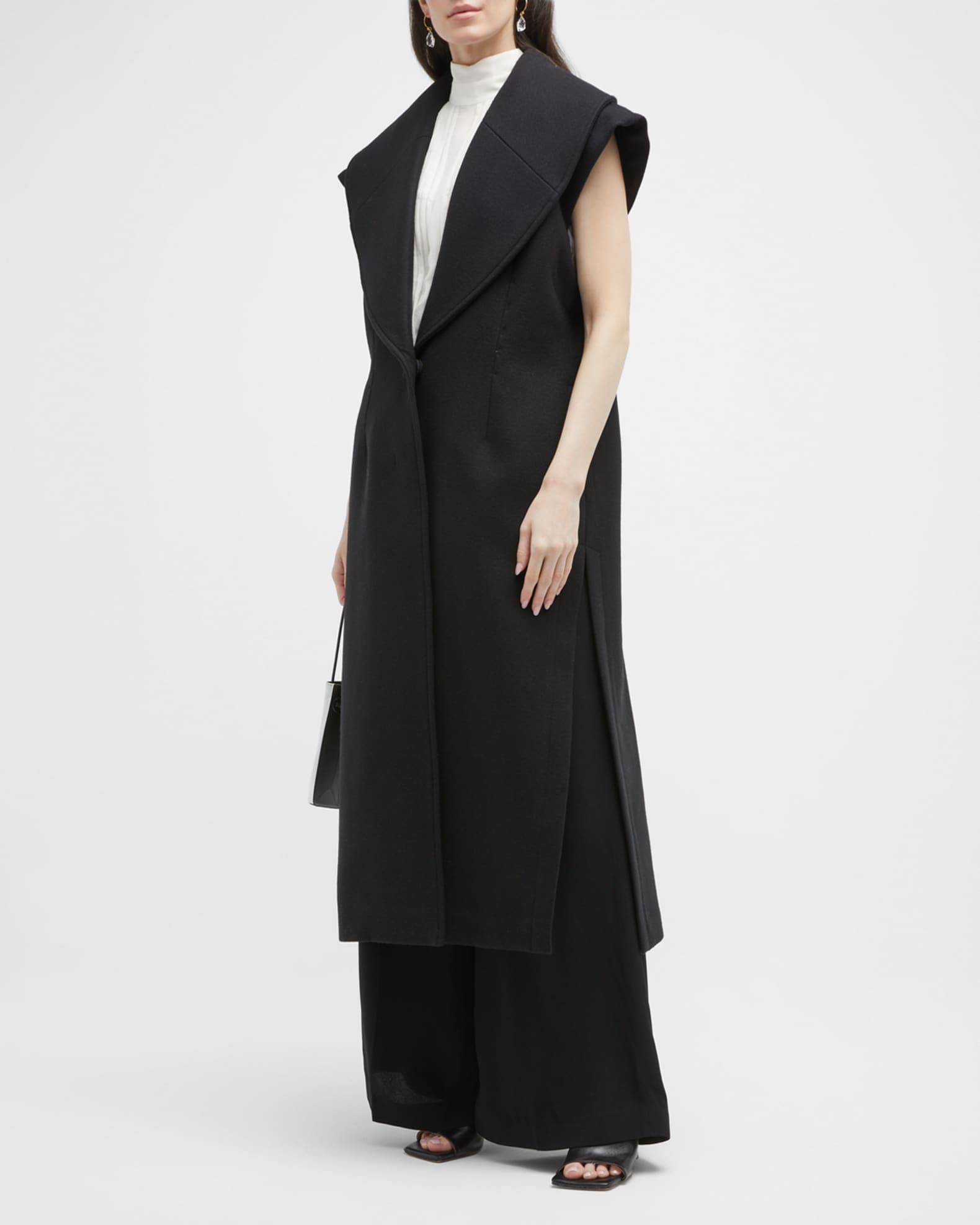 BITE Studios Melton Long Collared Wool Vest | Neiman Marcus