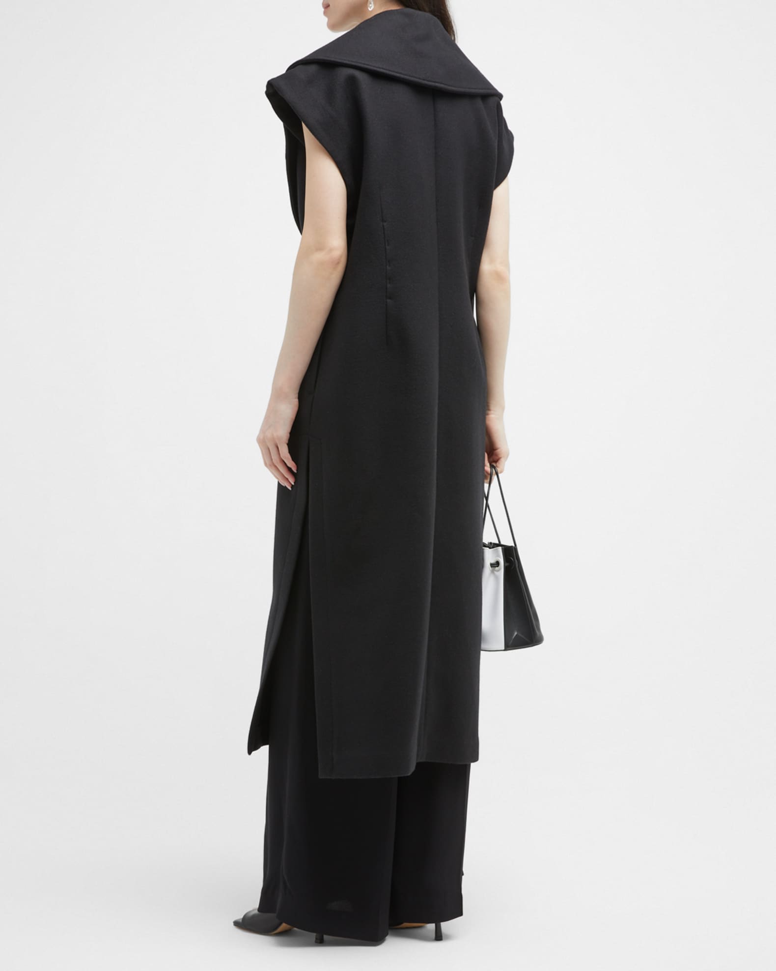 BITE Studios Melton Long Collared Wool Vest | Neiman Marcus