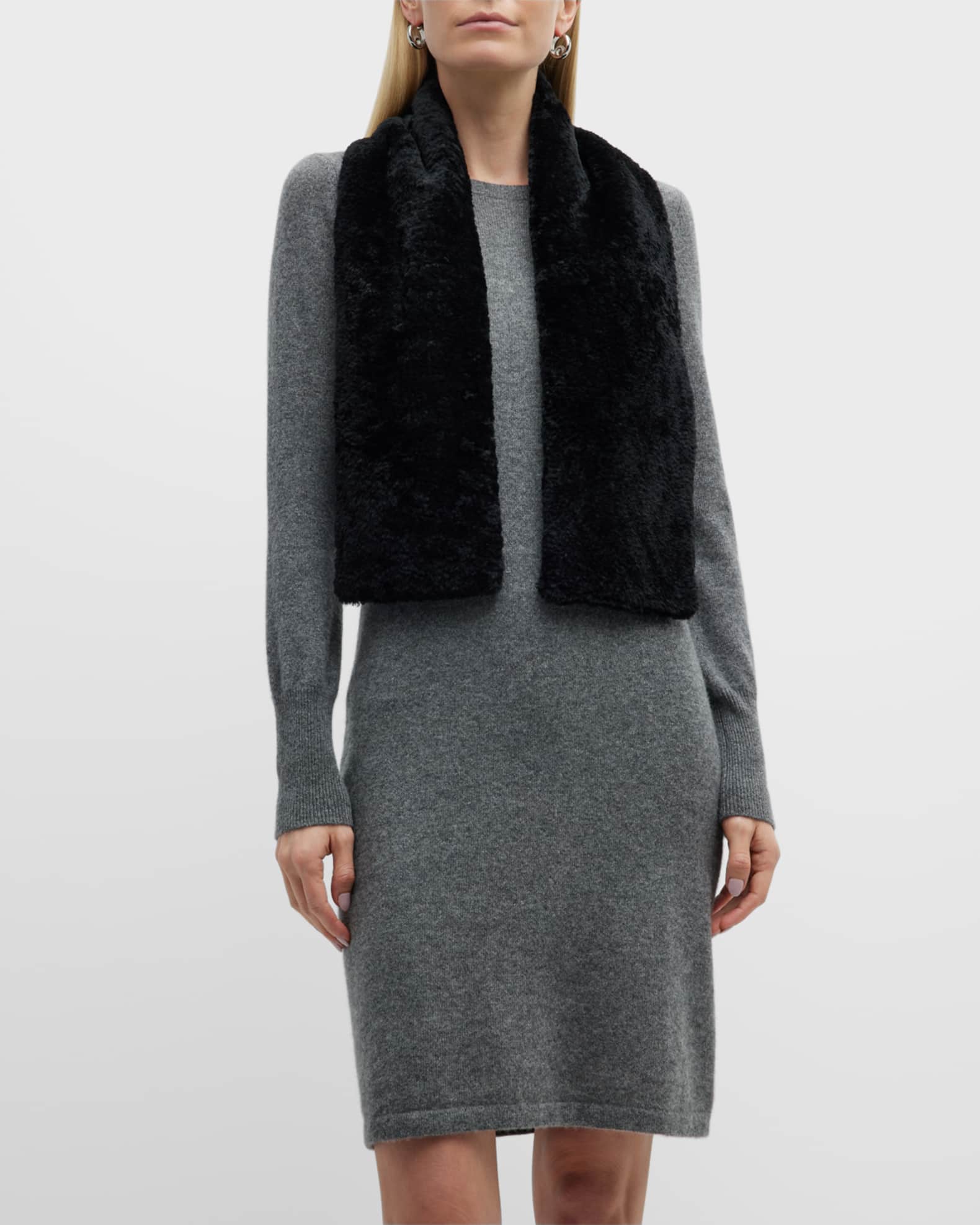 Gorski Sheep Shearling Pull-Through Scarf | Neiman Marcus